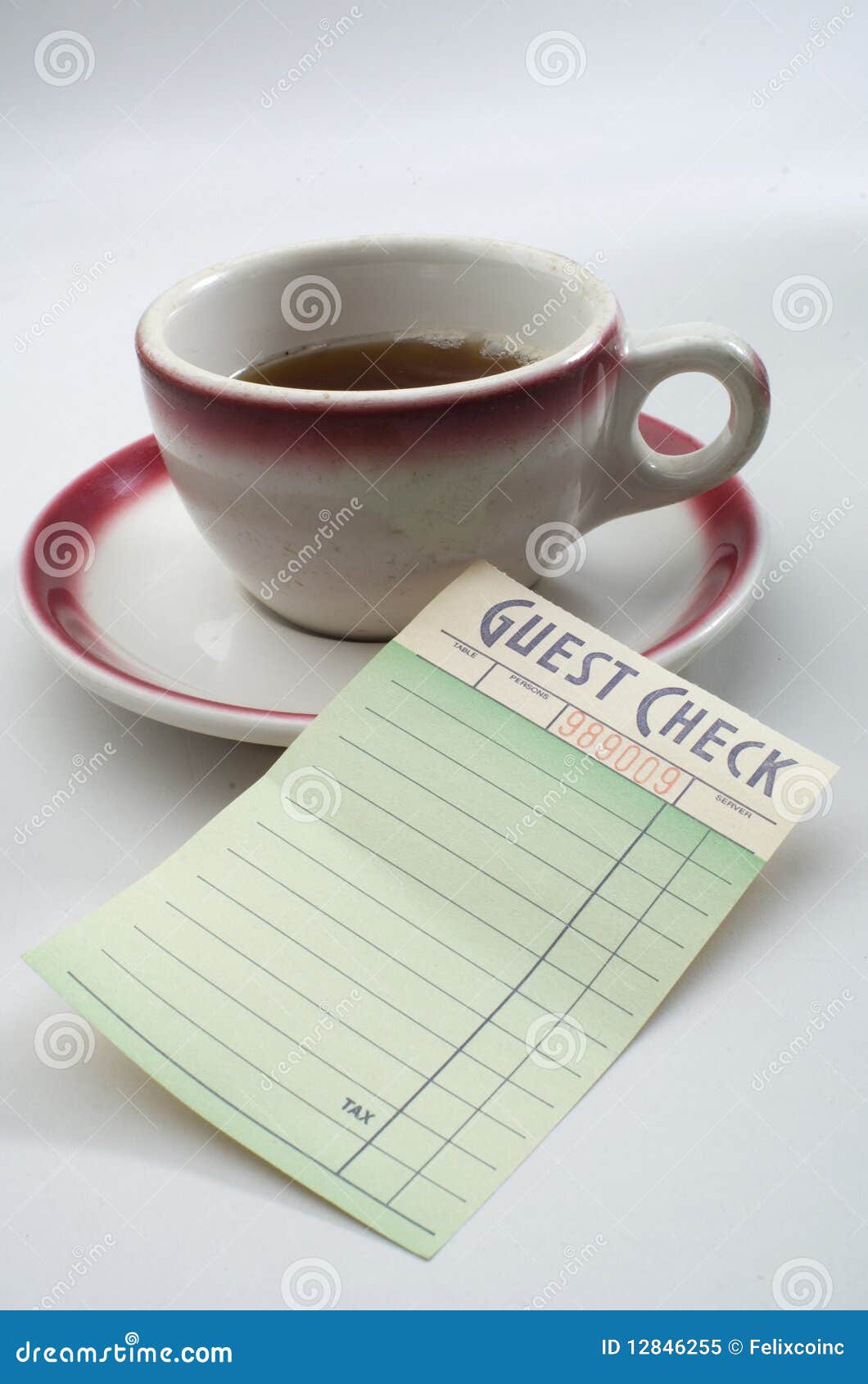 Coffee and the check stock image. Image of beverage, coffee - 12846255