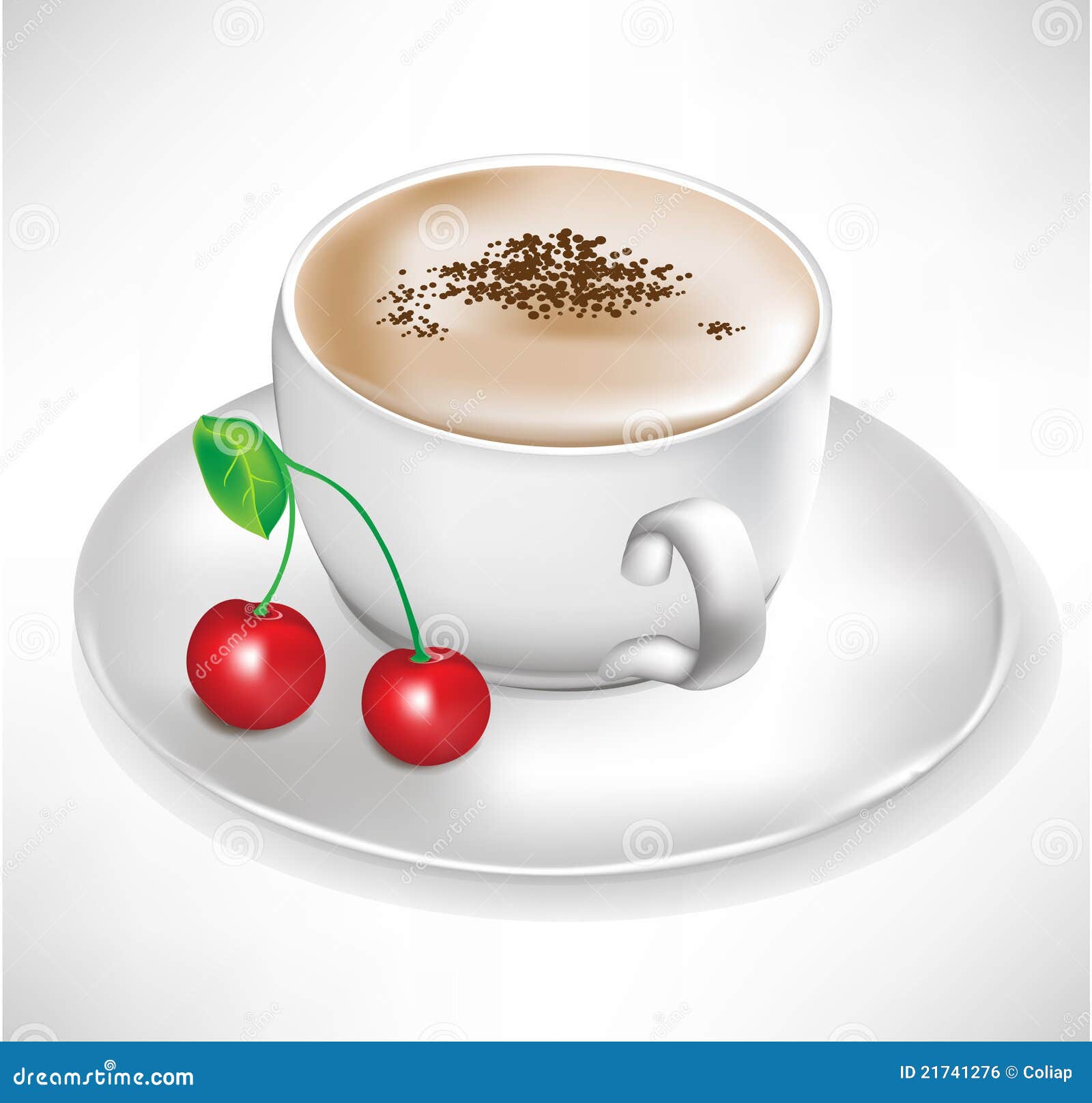 Coffee with cherry stock vector. Illustration of tasty - 21741276