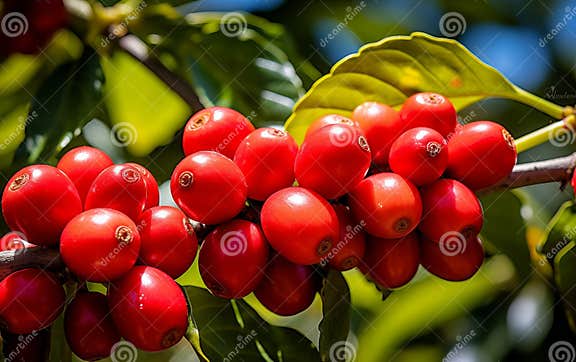 Coffee Cherry or Coffee Bean Stock Illustration - Illustration of food ...