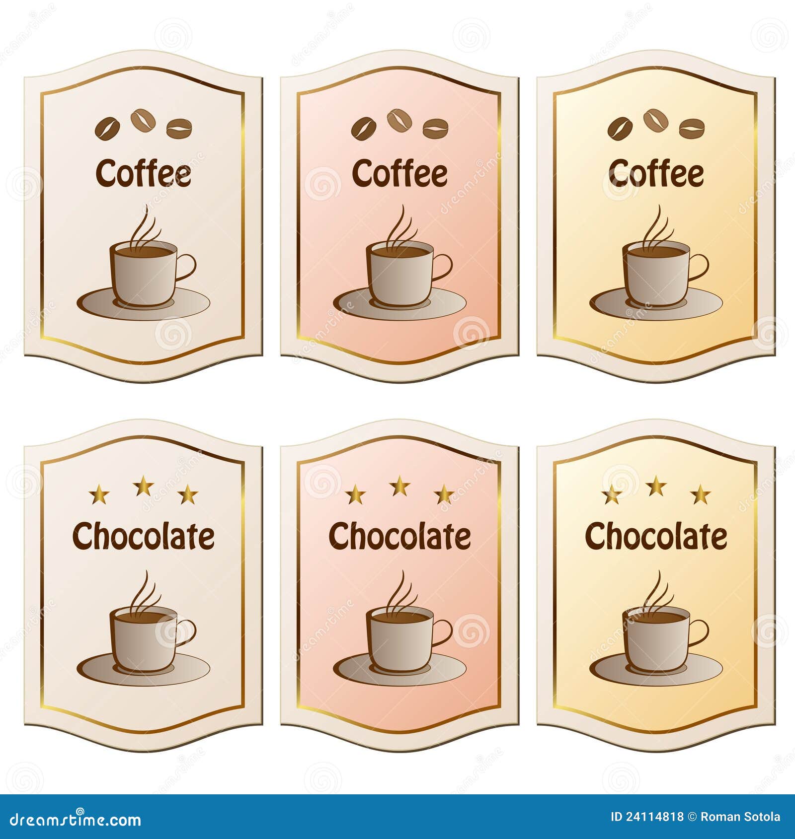 Set Chocolate Labels Black Cartoon Vector | CartoonDealer.com #81692079