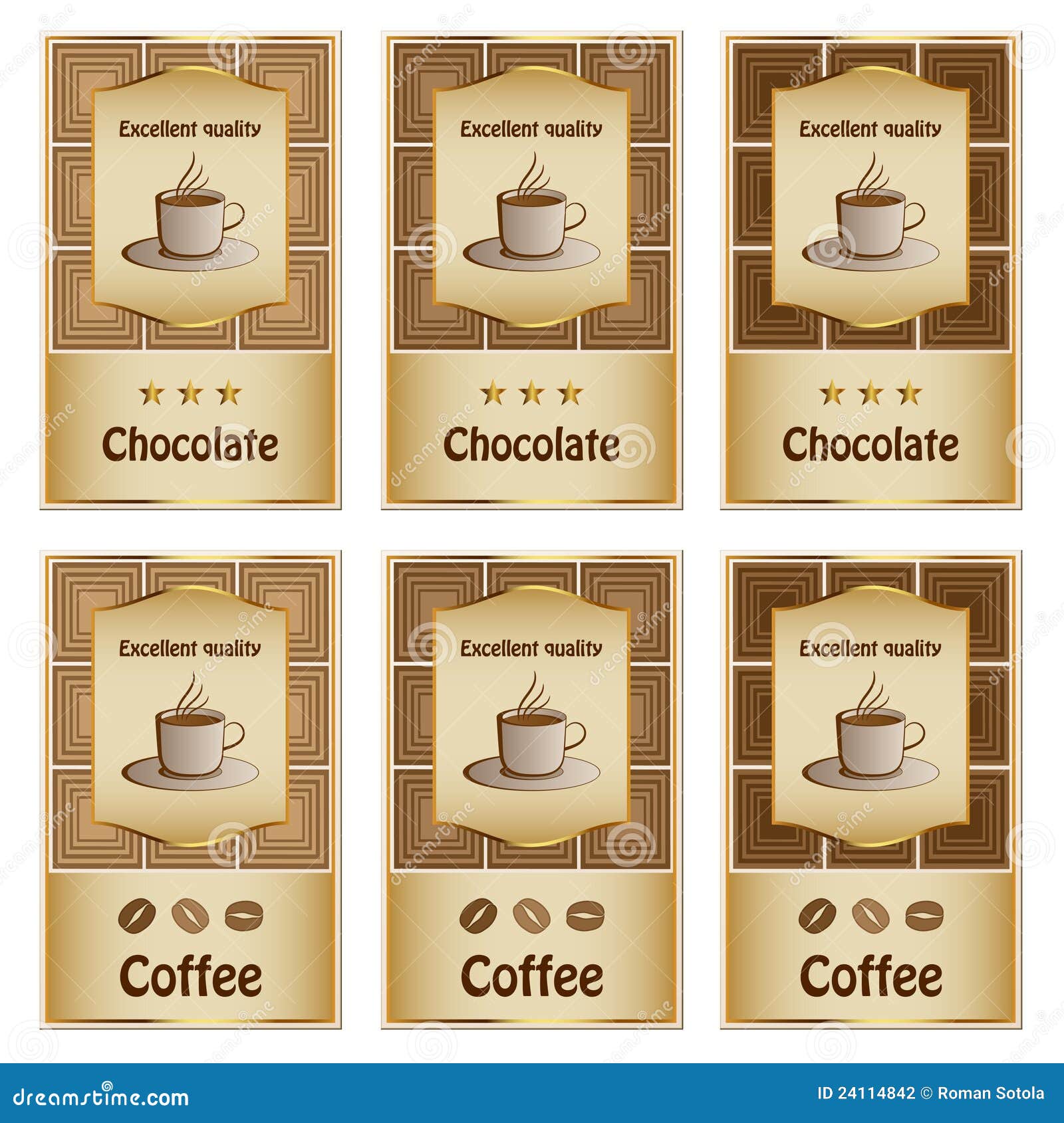Coffee and Chocolate Labels Stock Vector - Illustration of caffeine ...