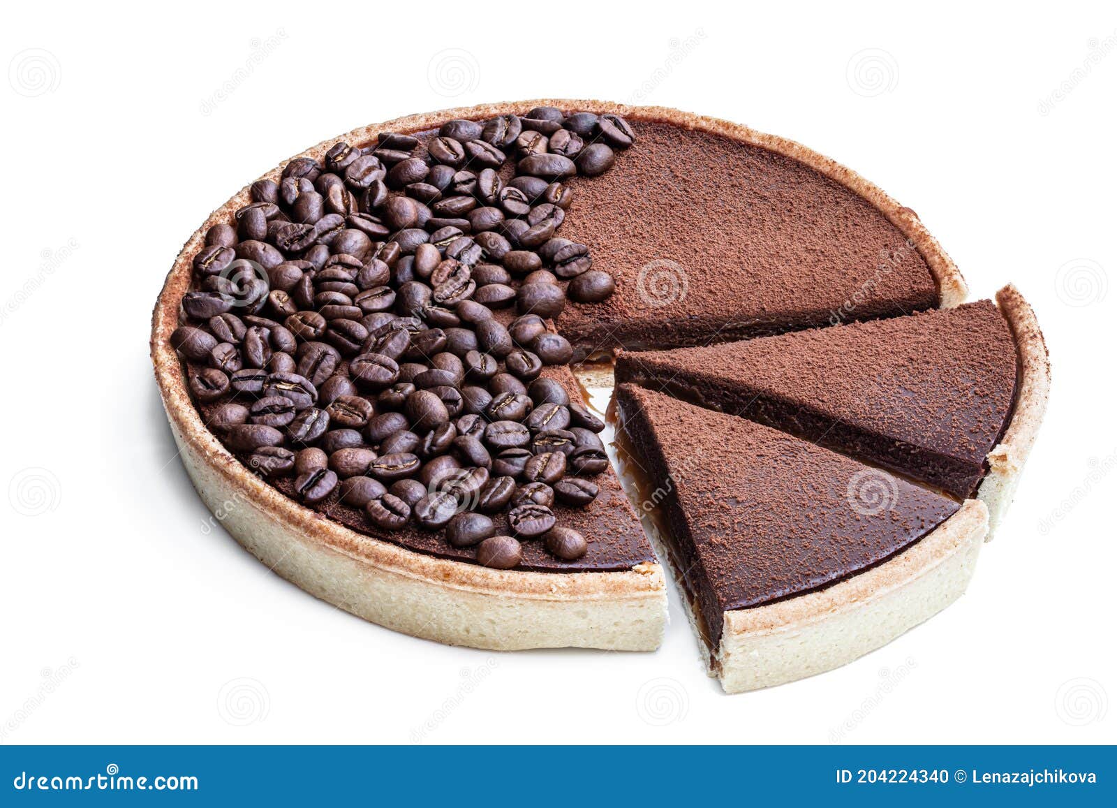 Coffee and Chocolate Tart Isolated on White Stock Photo - Image of ...