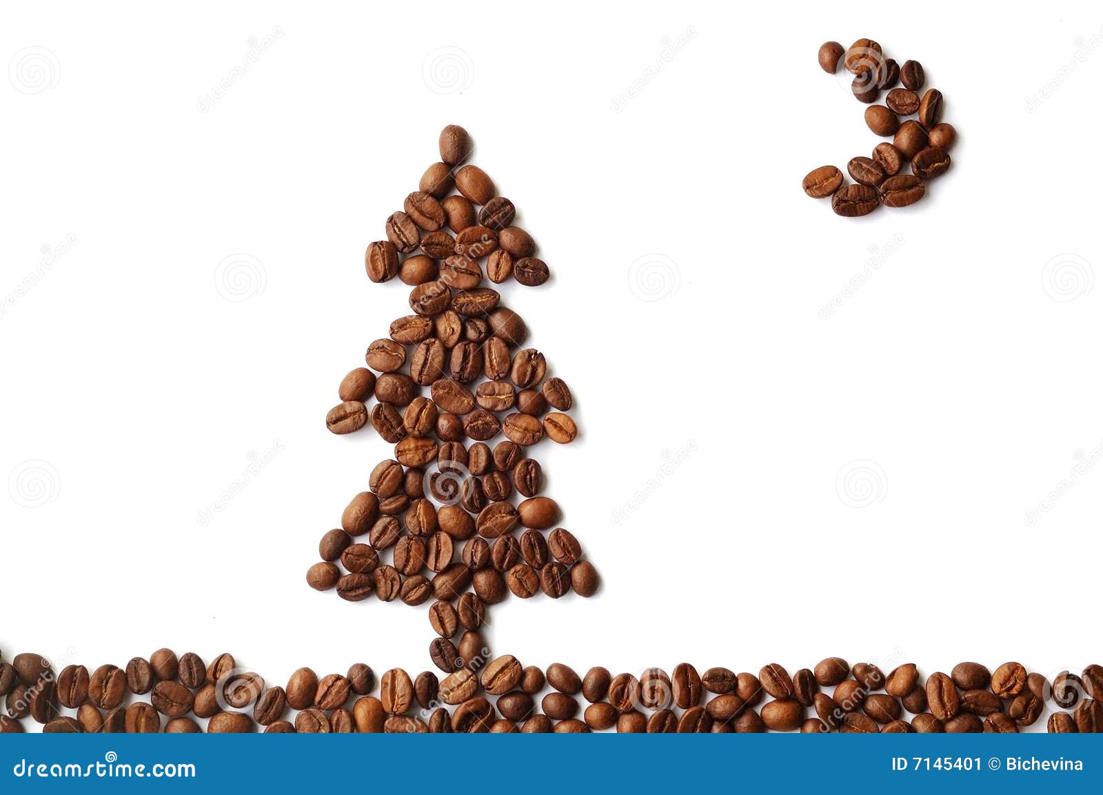 Coffee Christmas Tree at Night Stock Image - Image of isolated, aroma ...