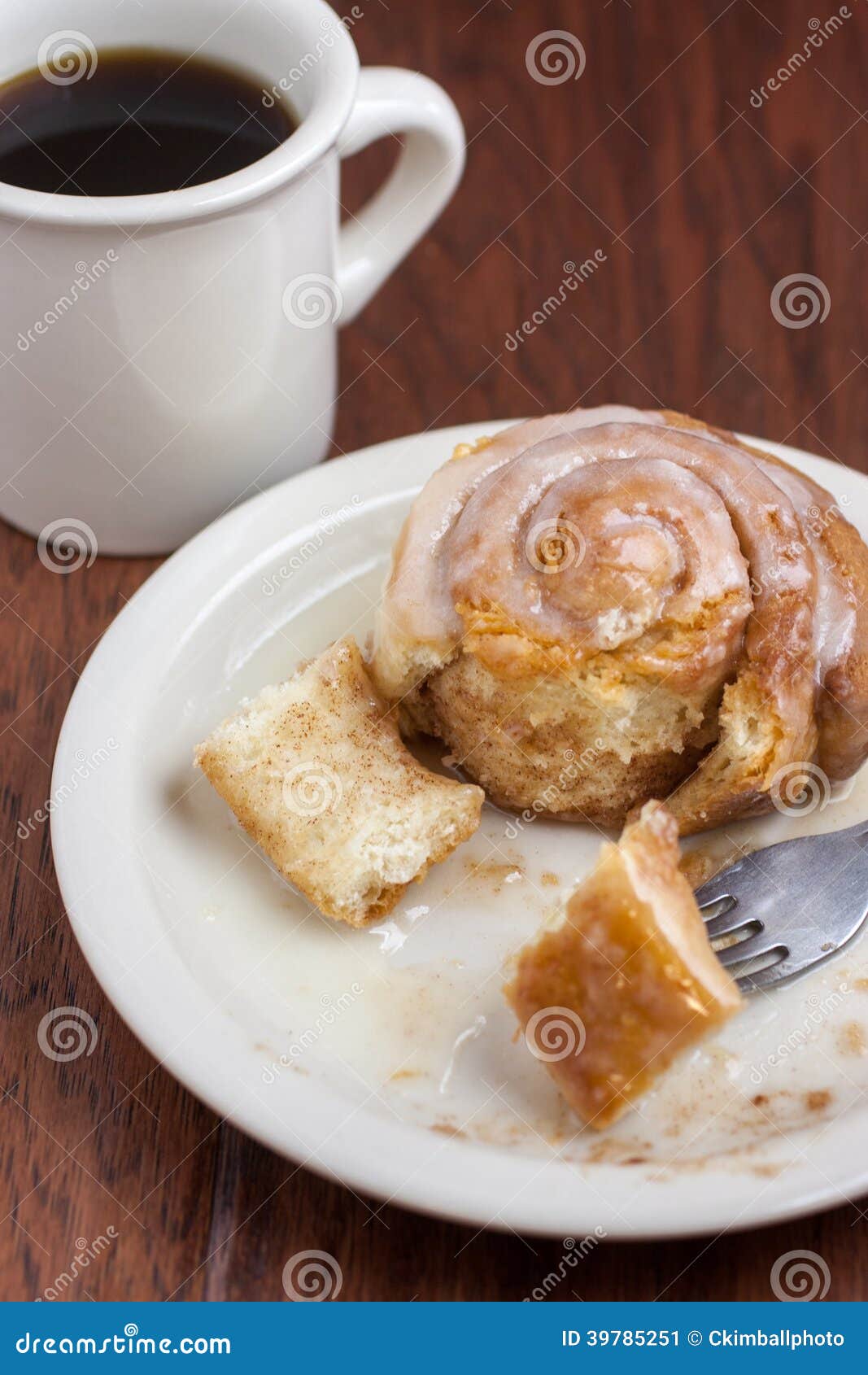 Coffee and Cinnamon Roll stock image. Image of icing - 39785251