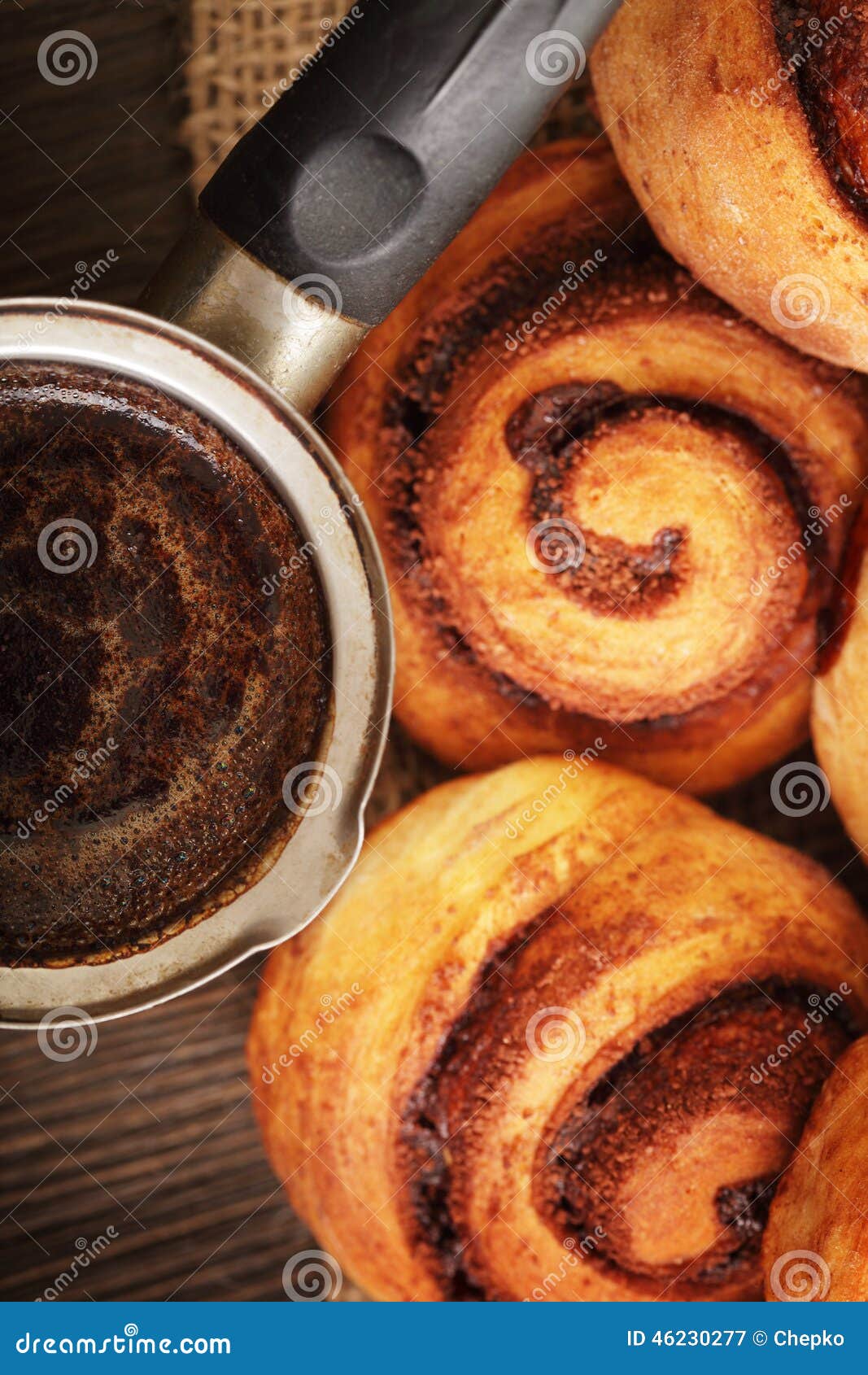 Coffee and cinnamon rolls stock image. Image of horizontal - 46230277