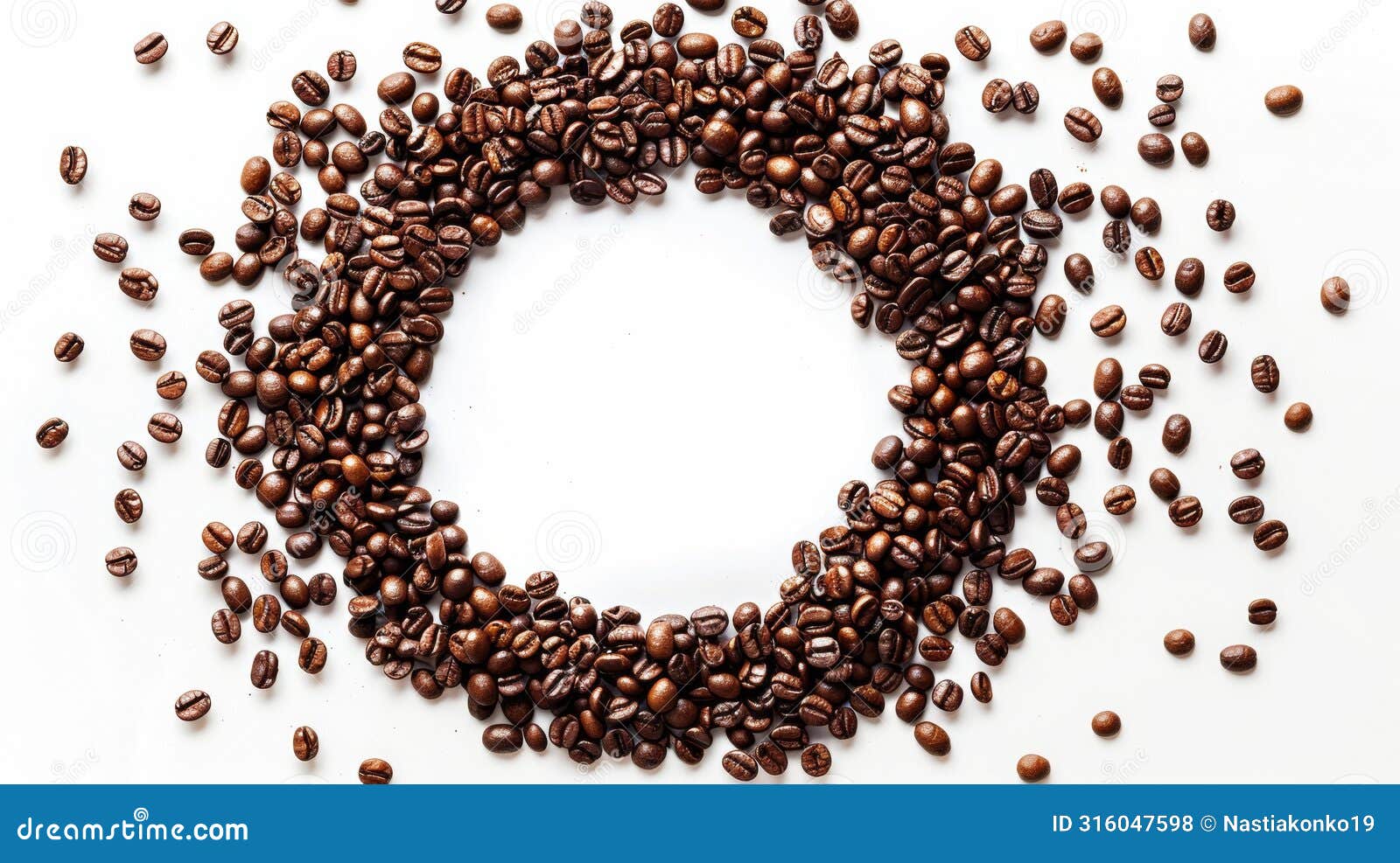 Coffee Circle Frame with Beans on White Background Stock Photo - Image ...