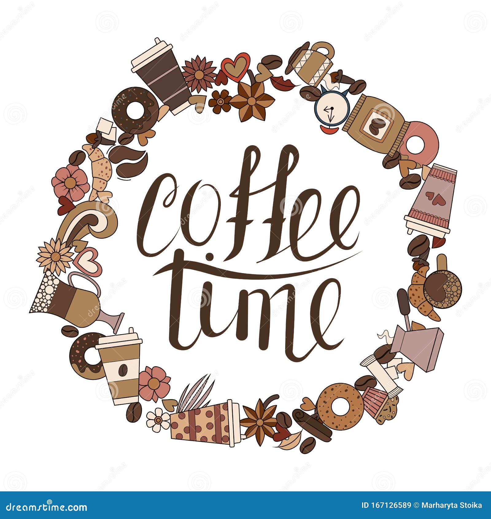 Coffee Circular Frame Design. Stock Vector - Illustration of color ...