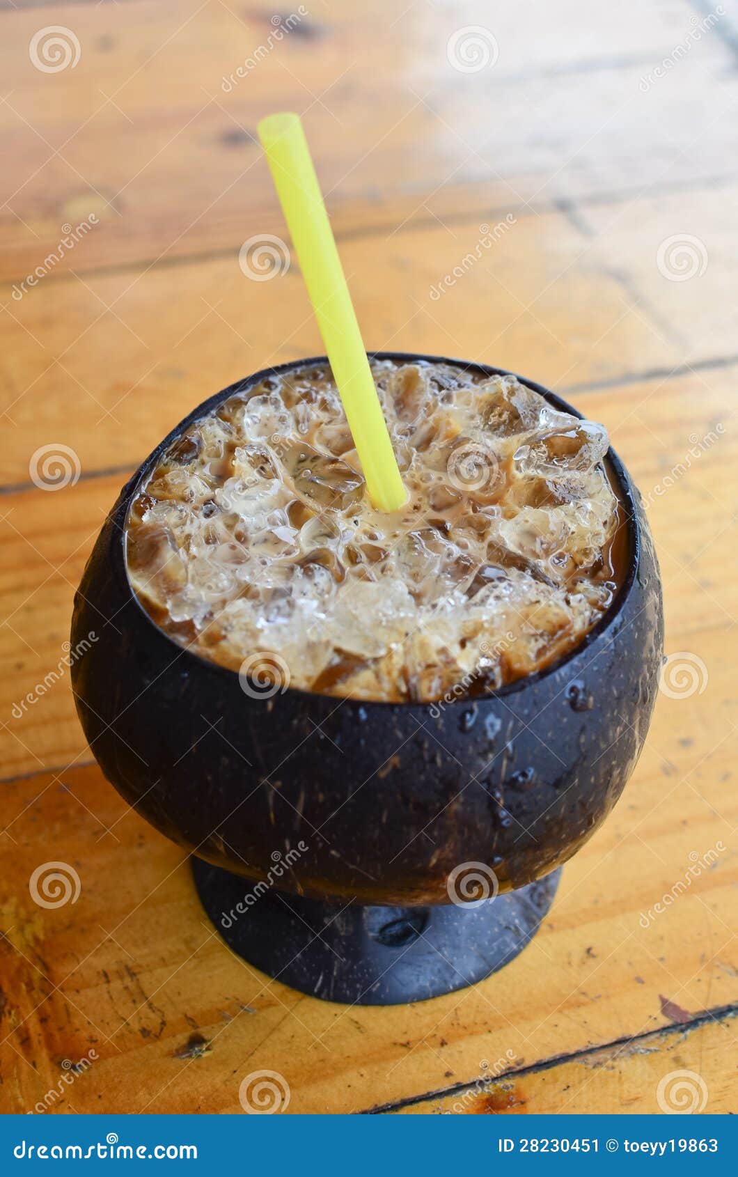 Coffee in Coconut Shell Cup Stock Image - Image of milk, cafe: 28230451