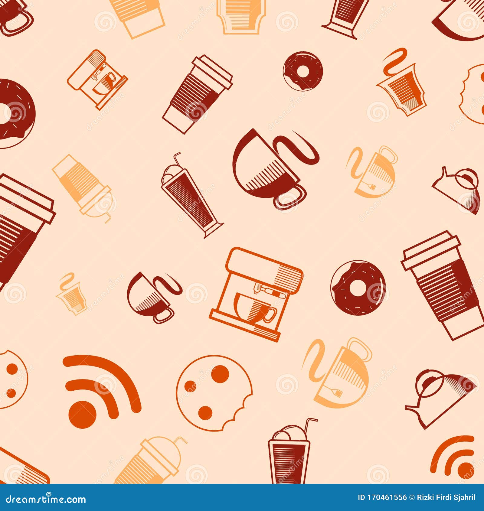 Coffee Shop Pattern Multicolor Vector Stock Vector - Illustration of ...