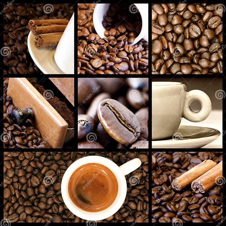 Coffee collage stock photo. Image of food, caffeine, black - 13379150