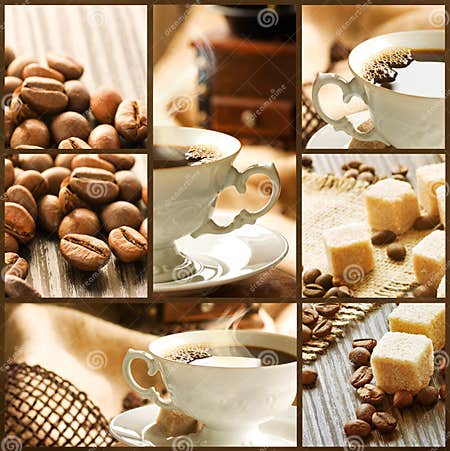 Coffee collage stock photo. Image of collage, closeup - 19566160