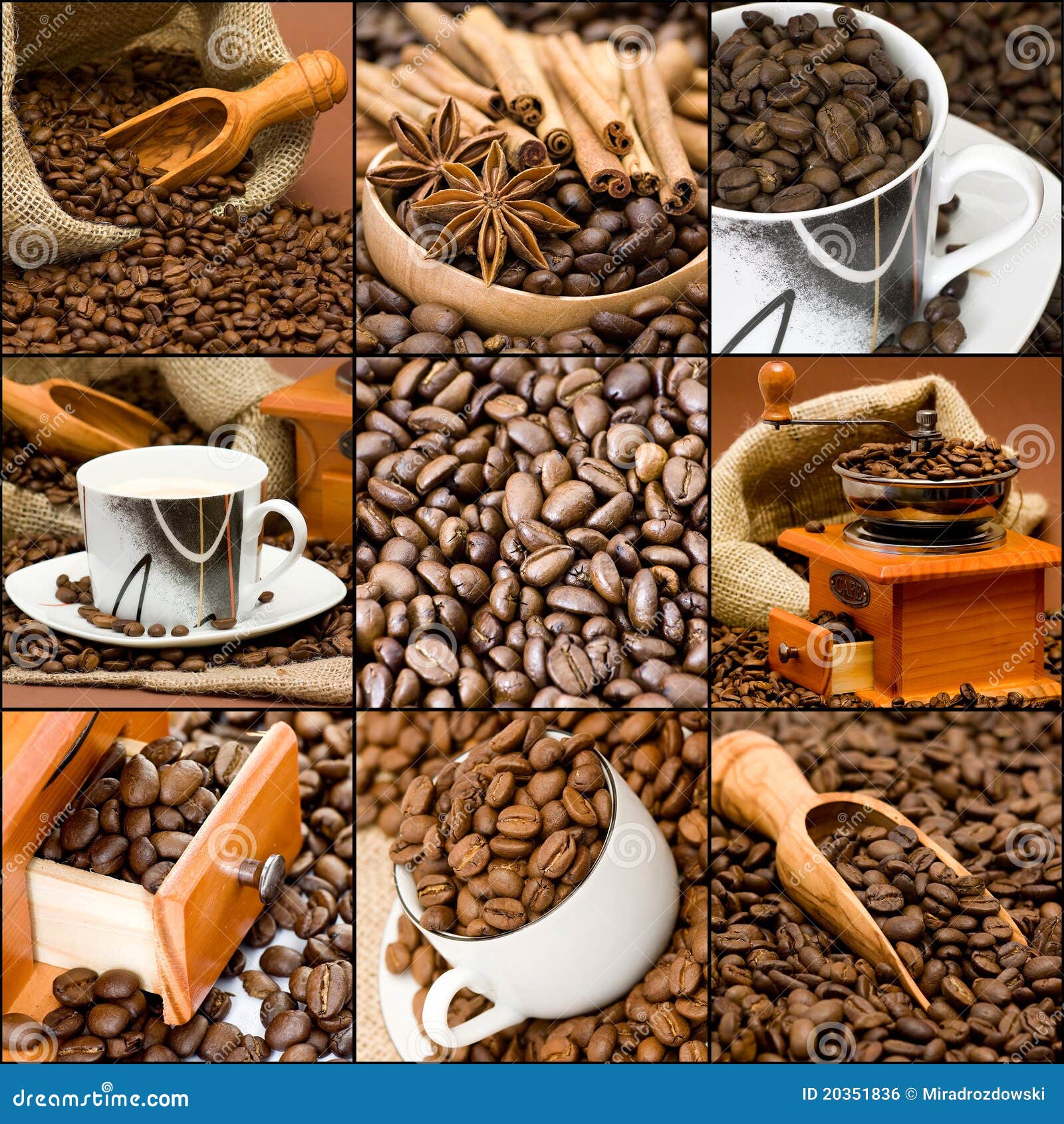 Coffee collage stock photo. Image of grinder, closeup - 20351836