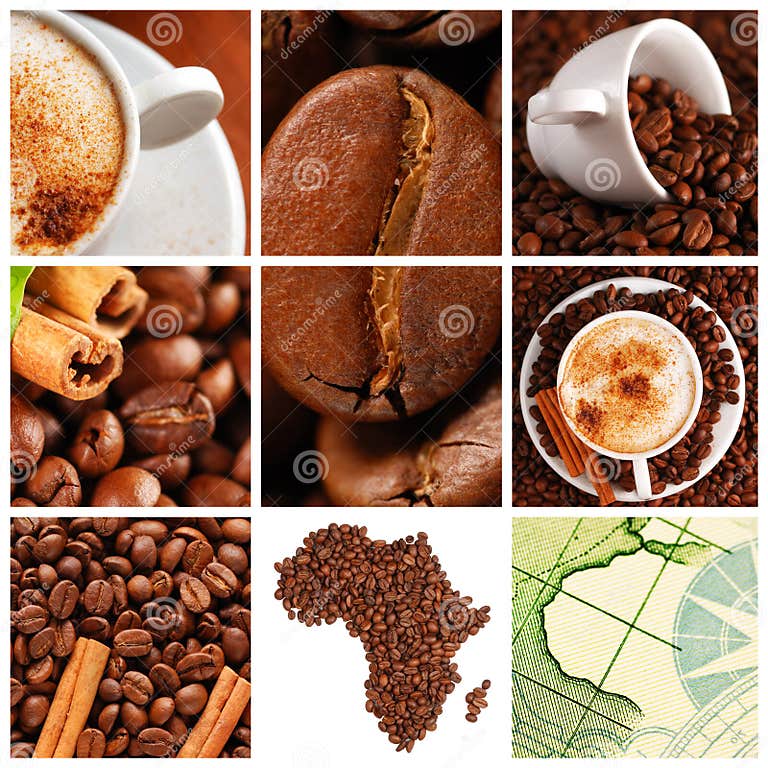 Coffee collage stock image. Image of brown, leaf, breakfast - 9816687