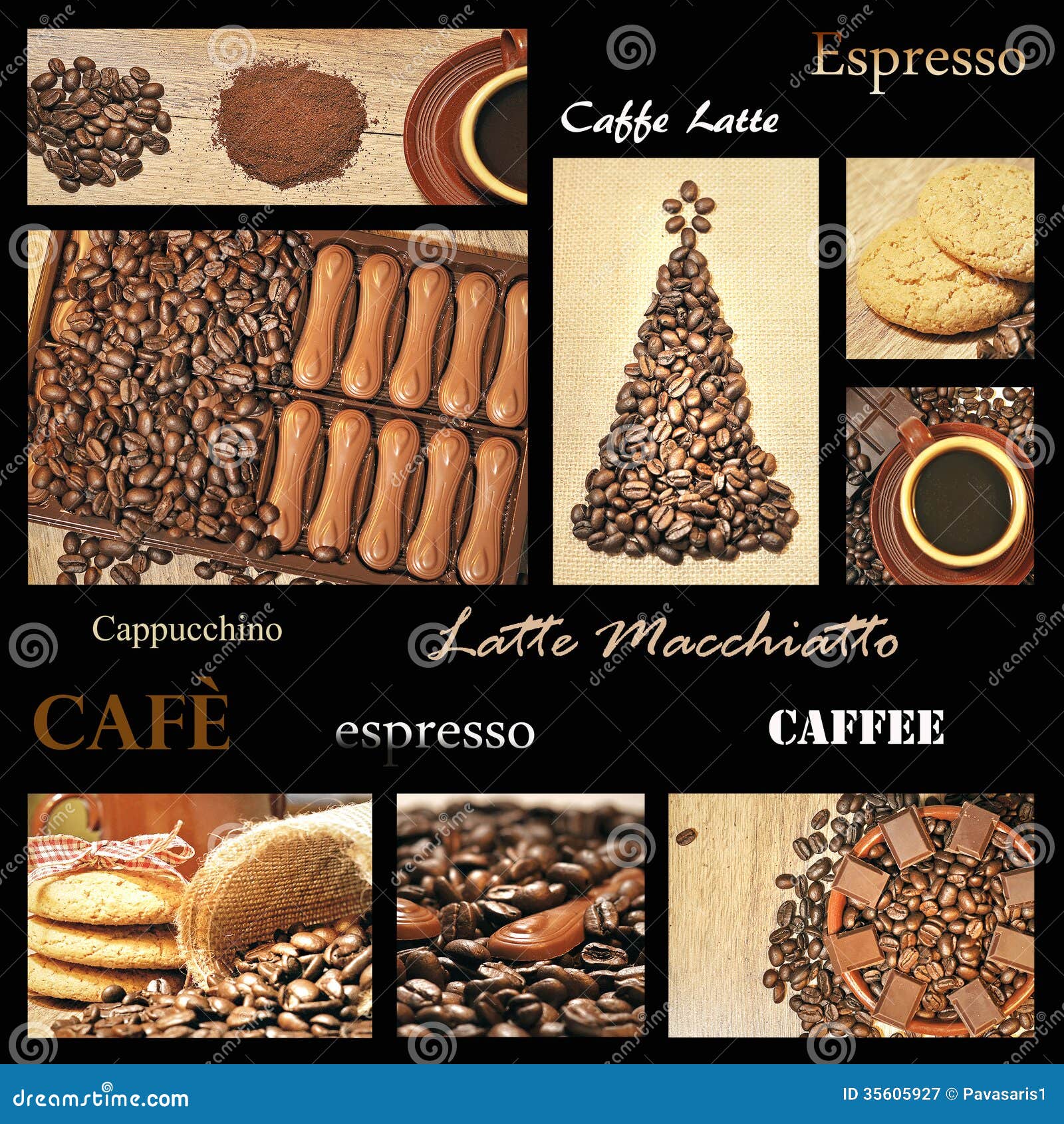 Coffee collage stock image. Image of coffee, closeup - 35605927