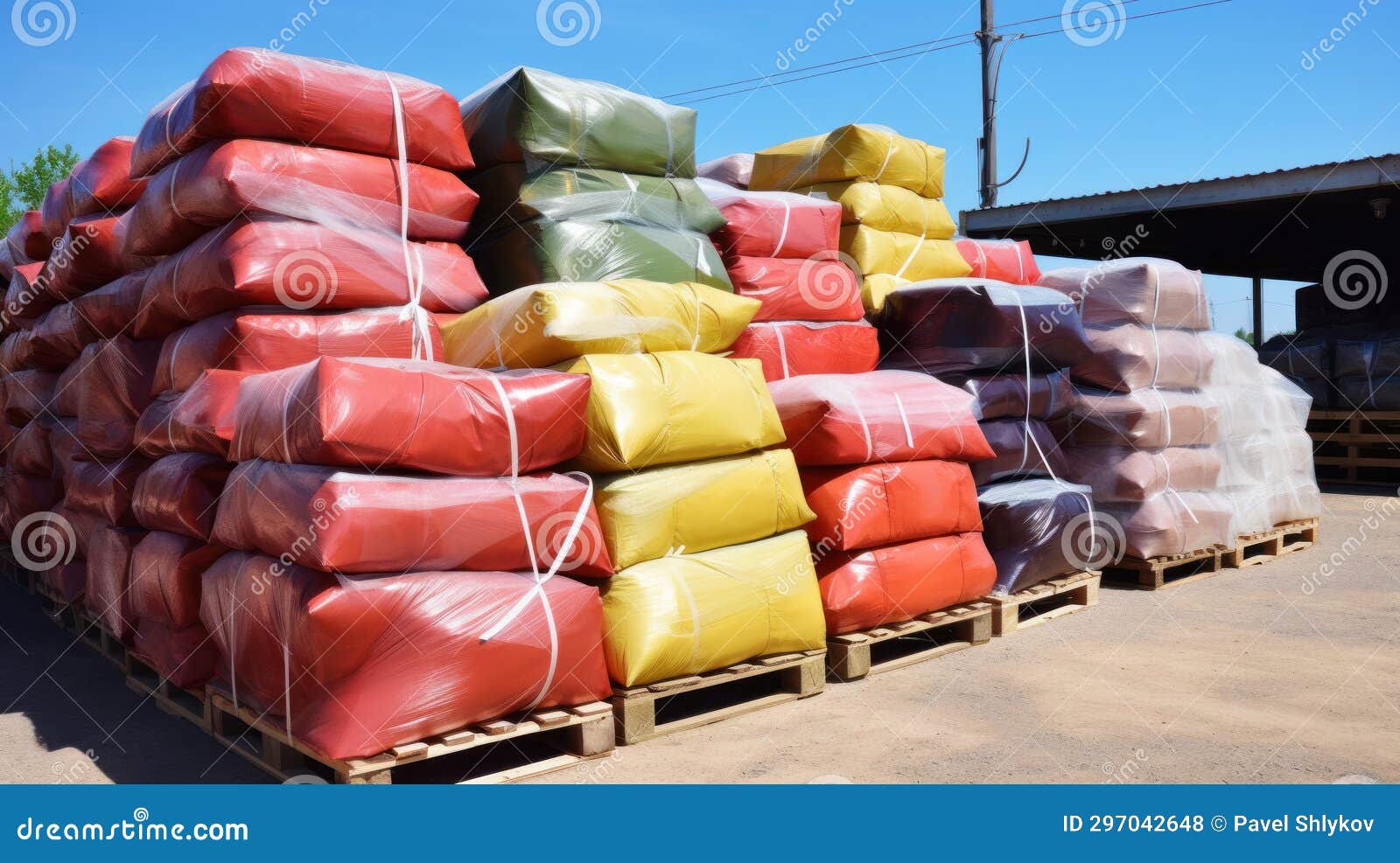Coffee Color Plastic Bags in a Warehouse, Ready To Export Stock Photo ...