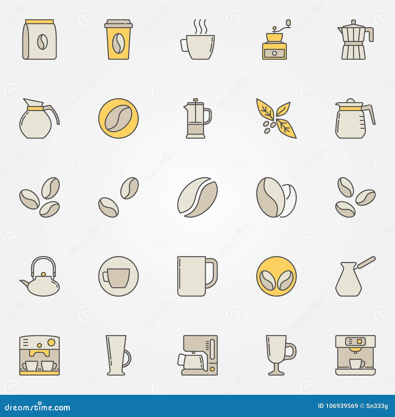 Coffee Colorful Icons Set - Vector Creative Symbols Stock Vector ...