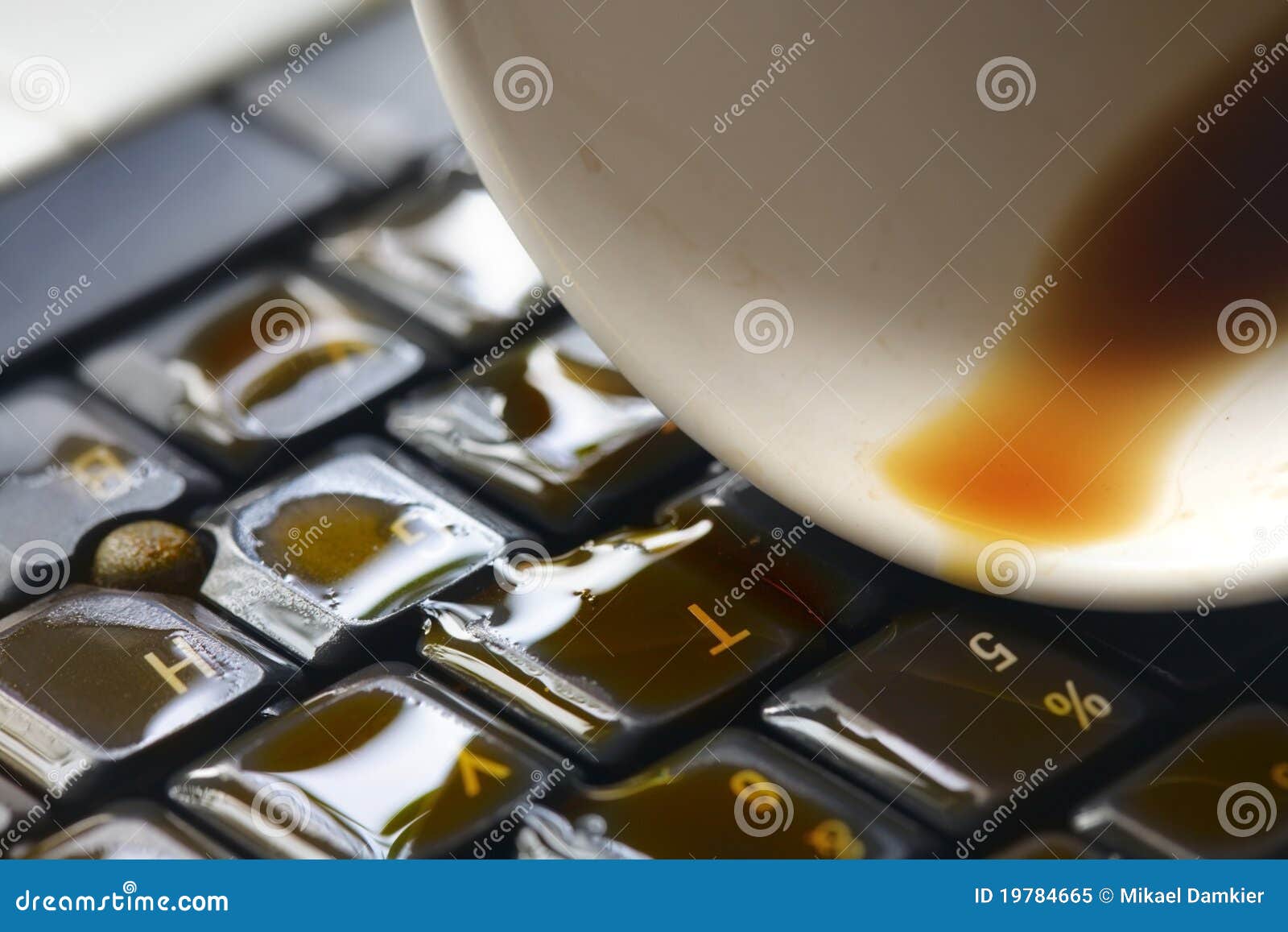 Coffee on Computer Keyboard Stock Image - Image of white, spilling ...
