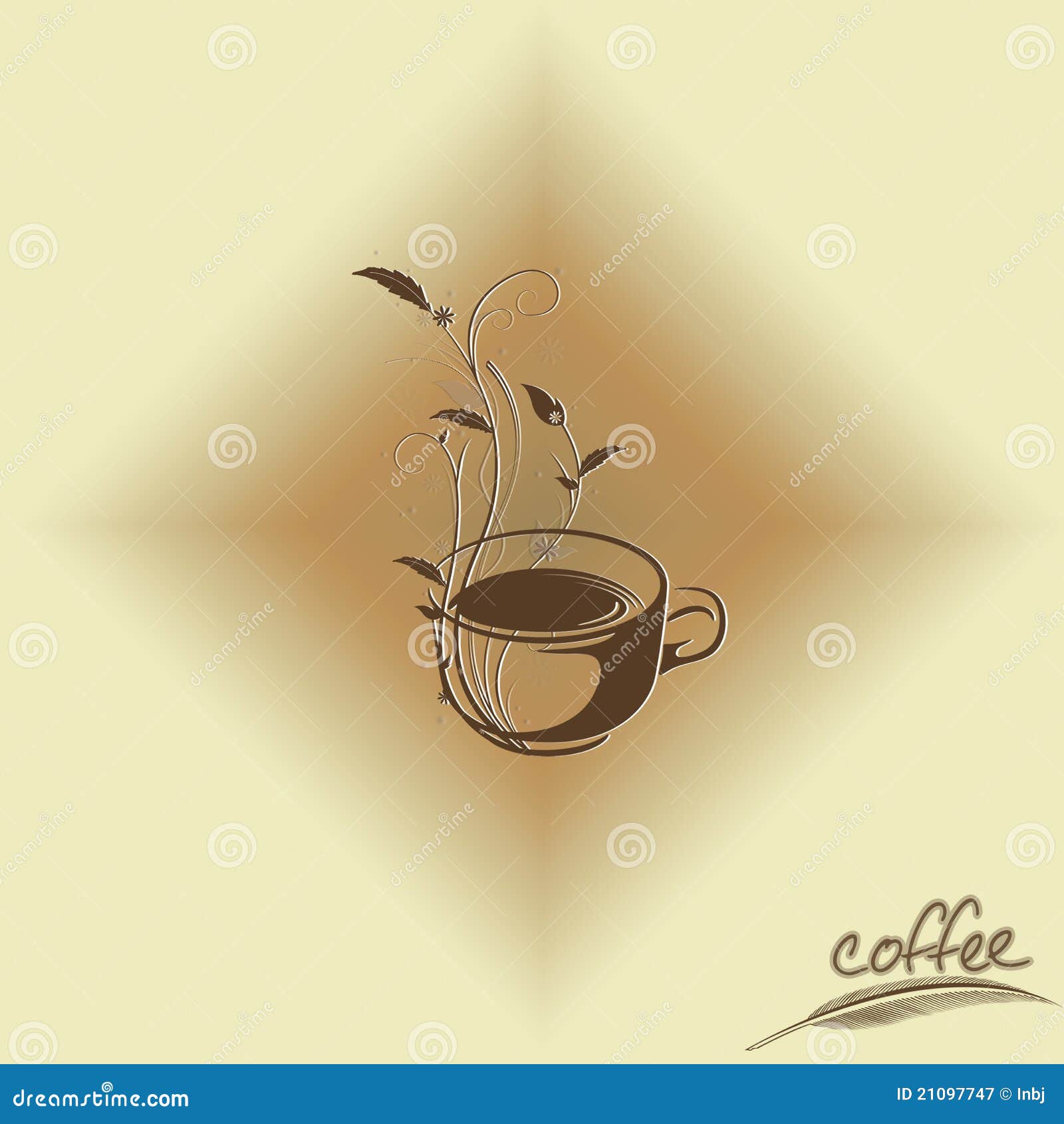 Coffee Concept with Floral Design Stock Vector - Illustration of brown ...