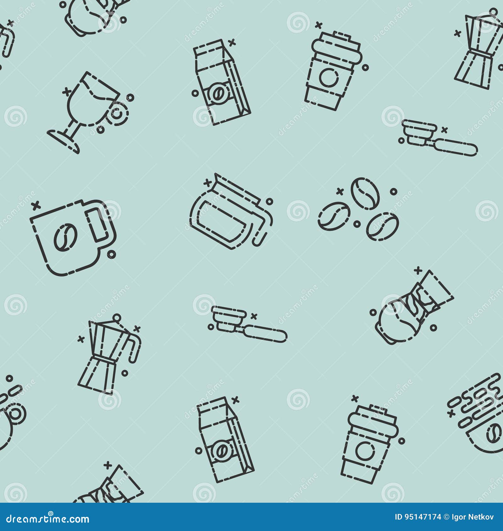 Coffee Concept Icons Pattern Stock Vector - Illustration of blue ...