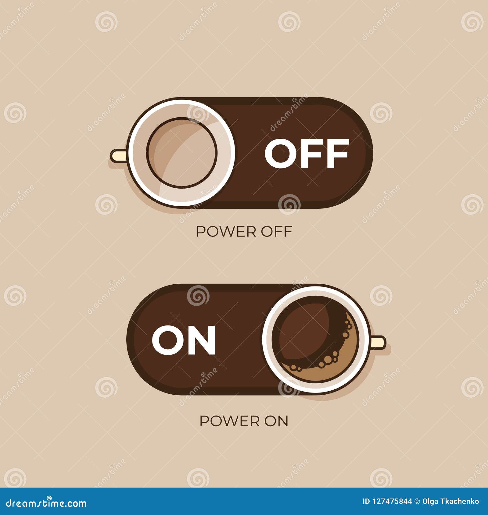 Coffee Concept. Coffee and on Off Switch Stock Vector - Illustration of ...