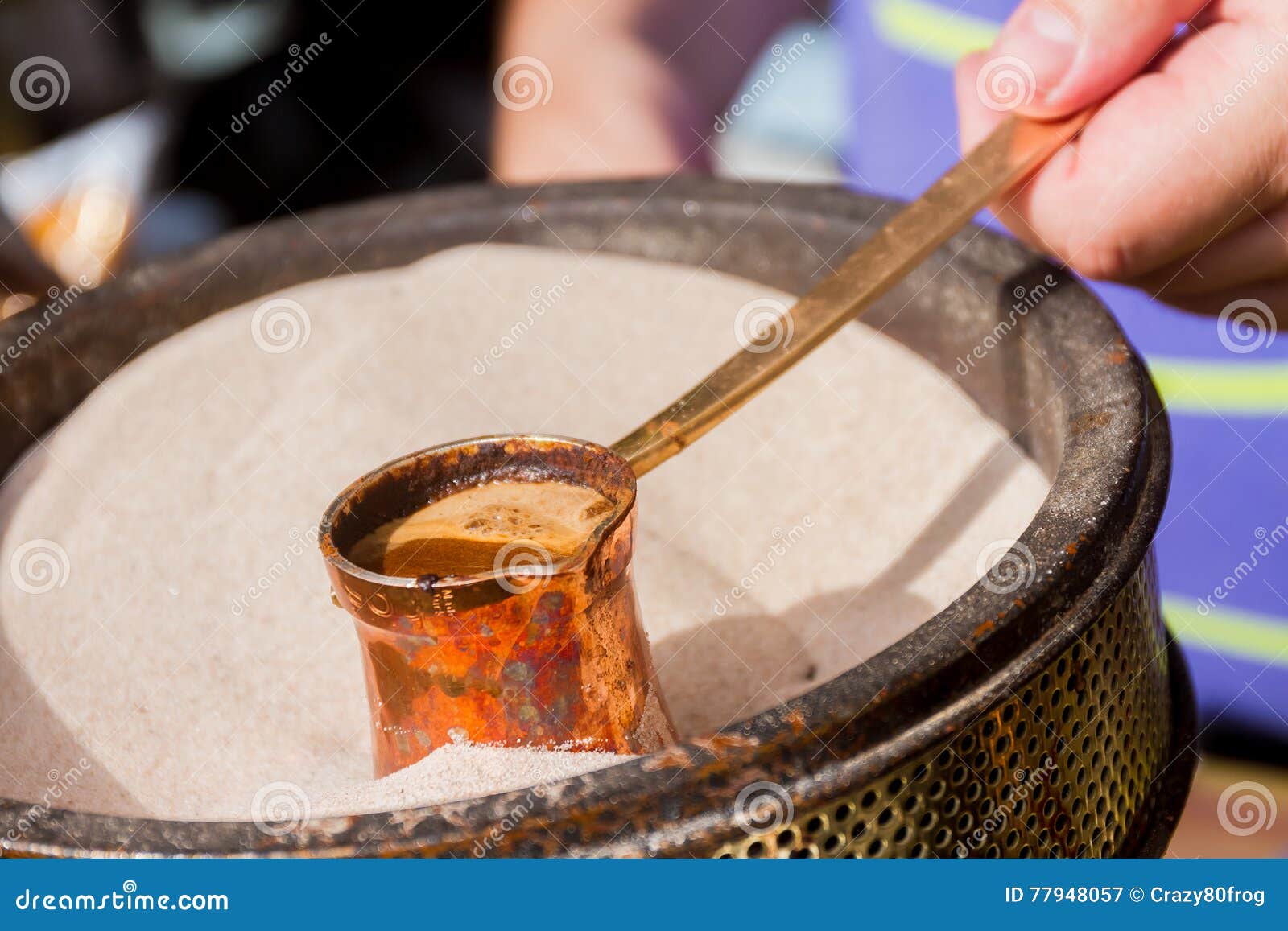 Coffee cooking on sand stock image. Image of aroma, cuisine - 77948057