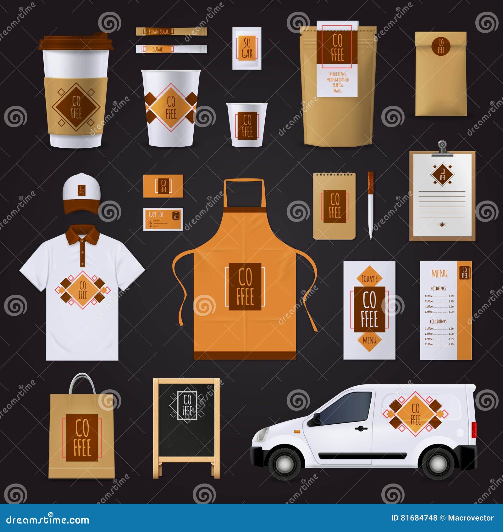 Coffee Corporate Identity Design Set Stock Vector - Illustration of ...
