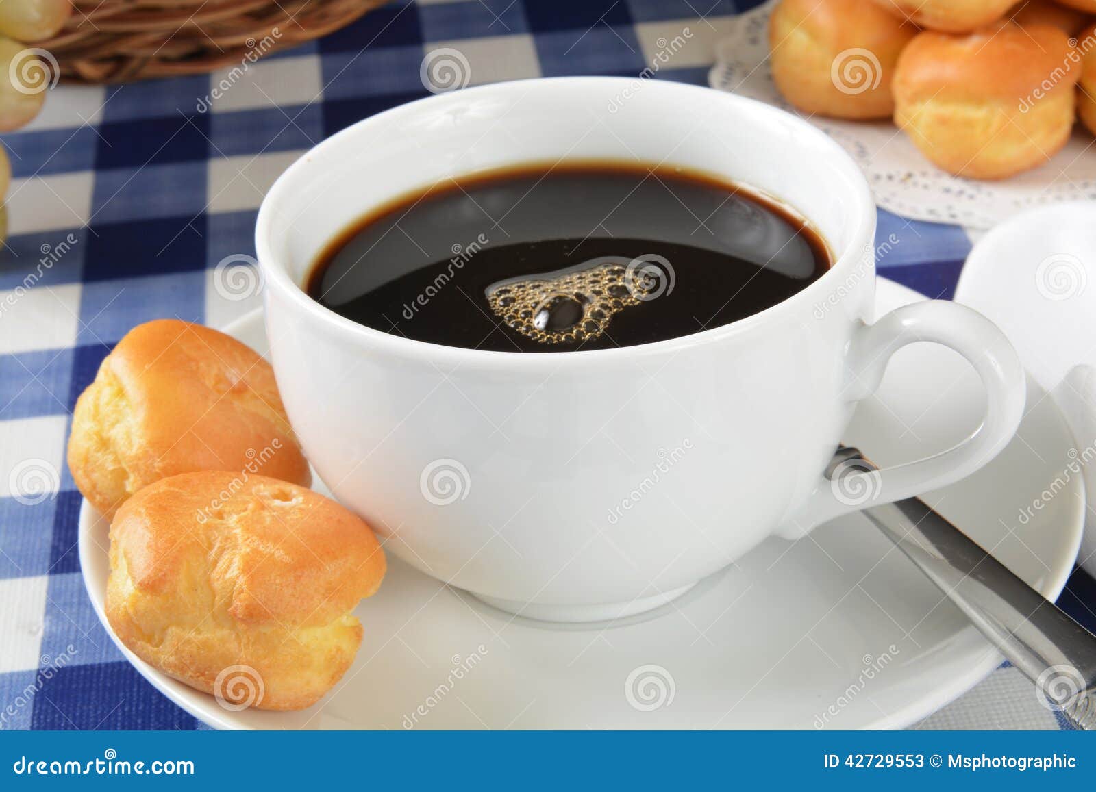 Coffee and cream puffs stock image. Image of beverage - 42729553