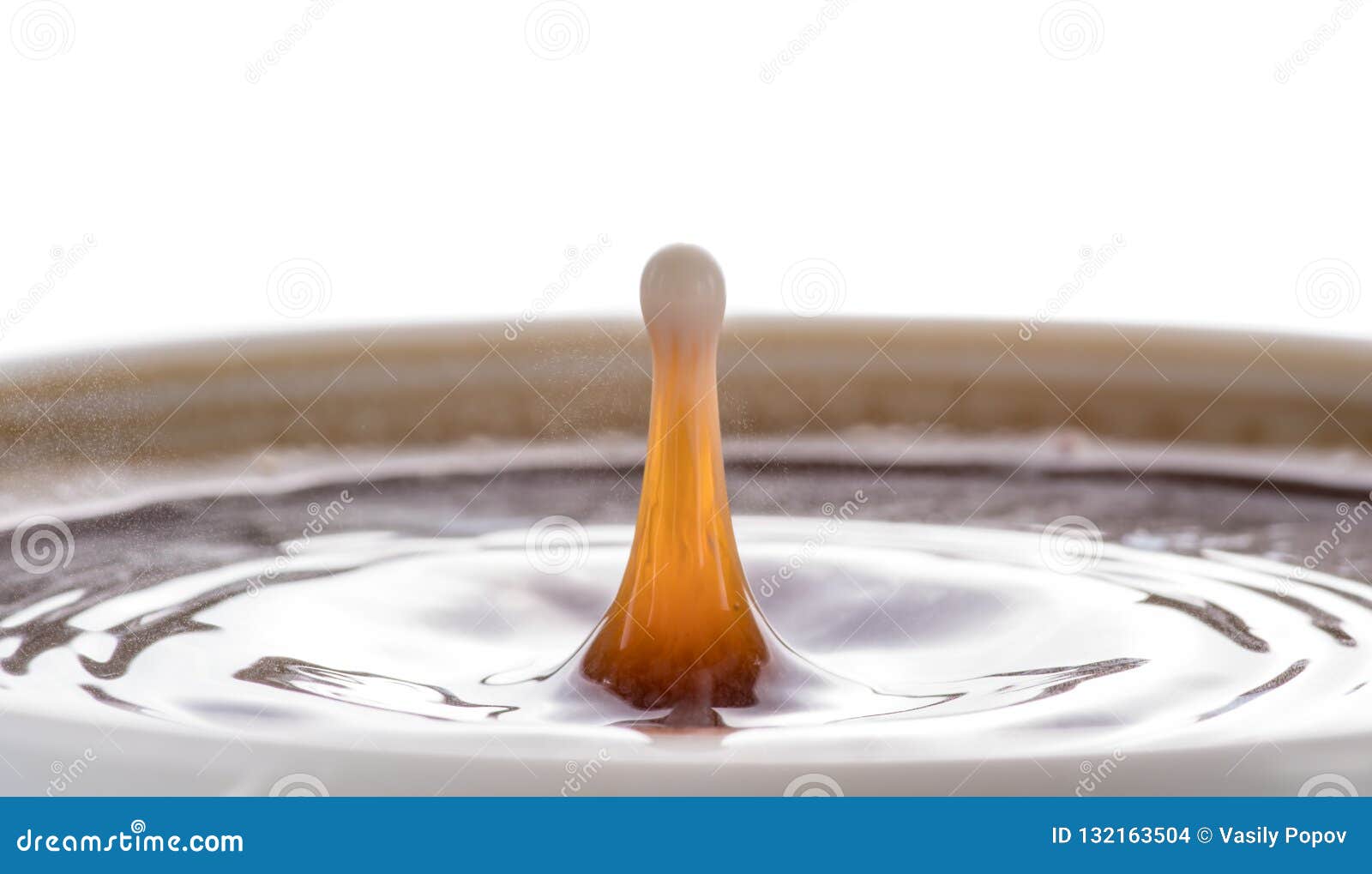 Coffee with Cream, Splash from a Drop of Milk on the Surface of Coffee ...