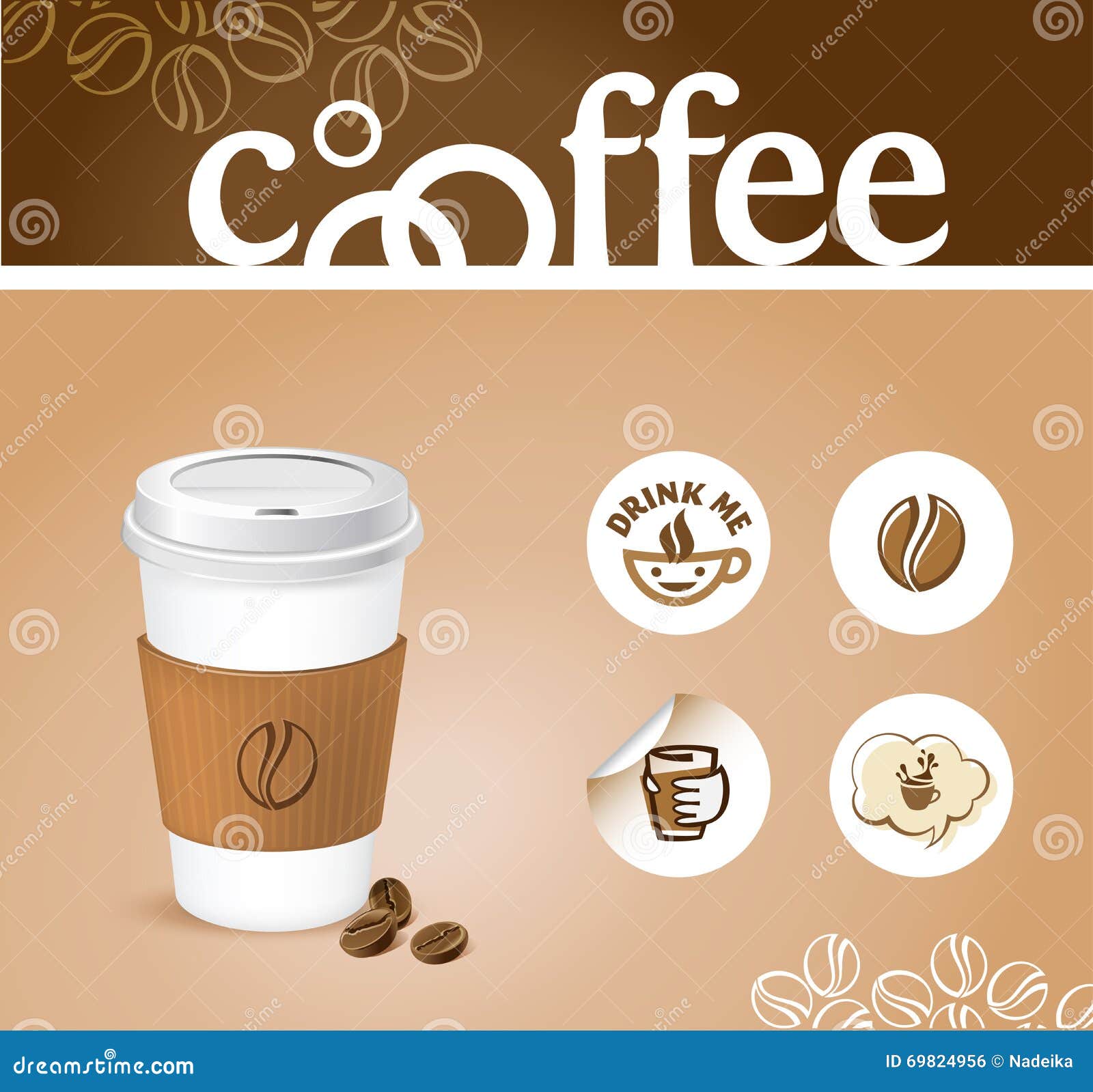 Coffee creative background stock vector. Illustration of carton - 69824956