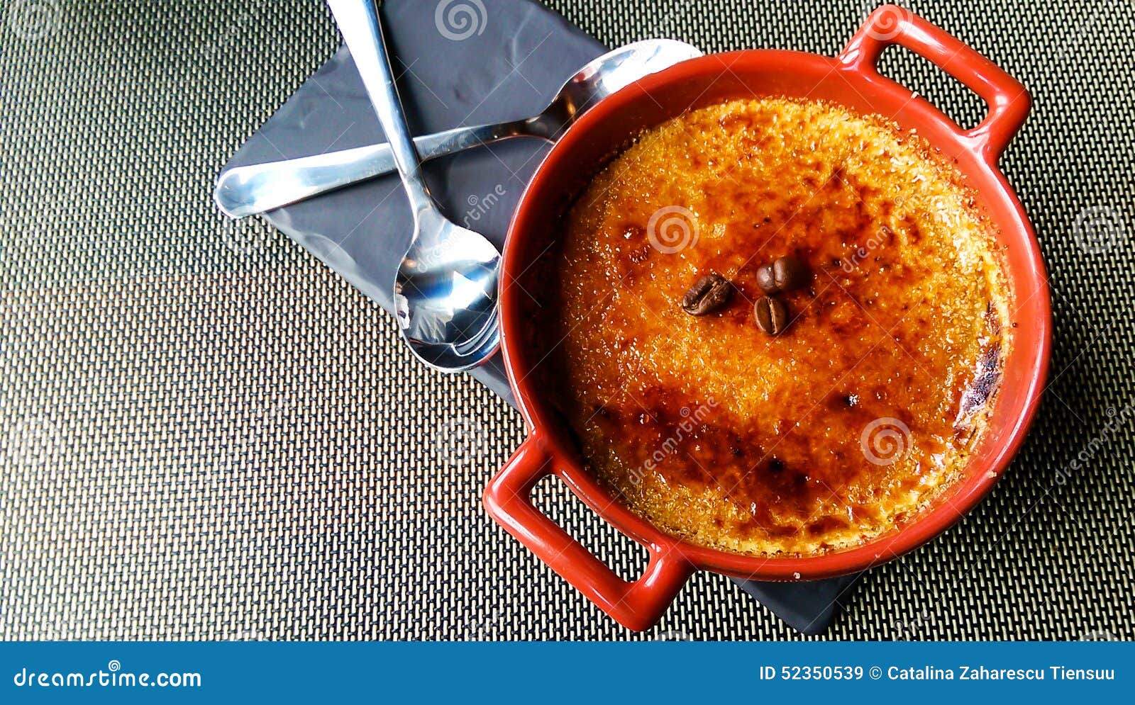 Coffee creme brulee stock image. Image of dessert, spoon - 52350539