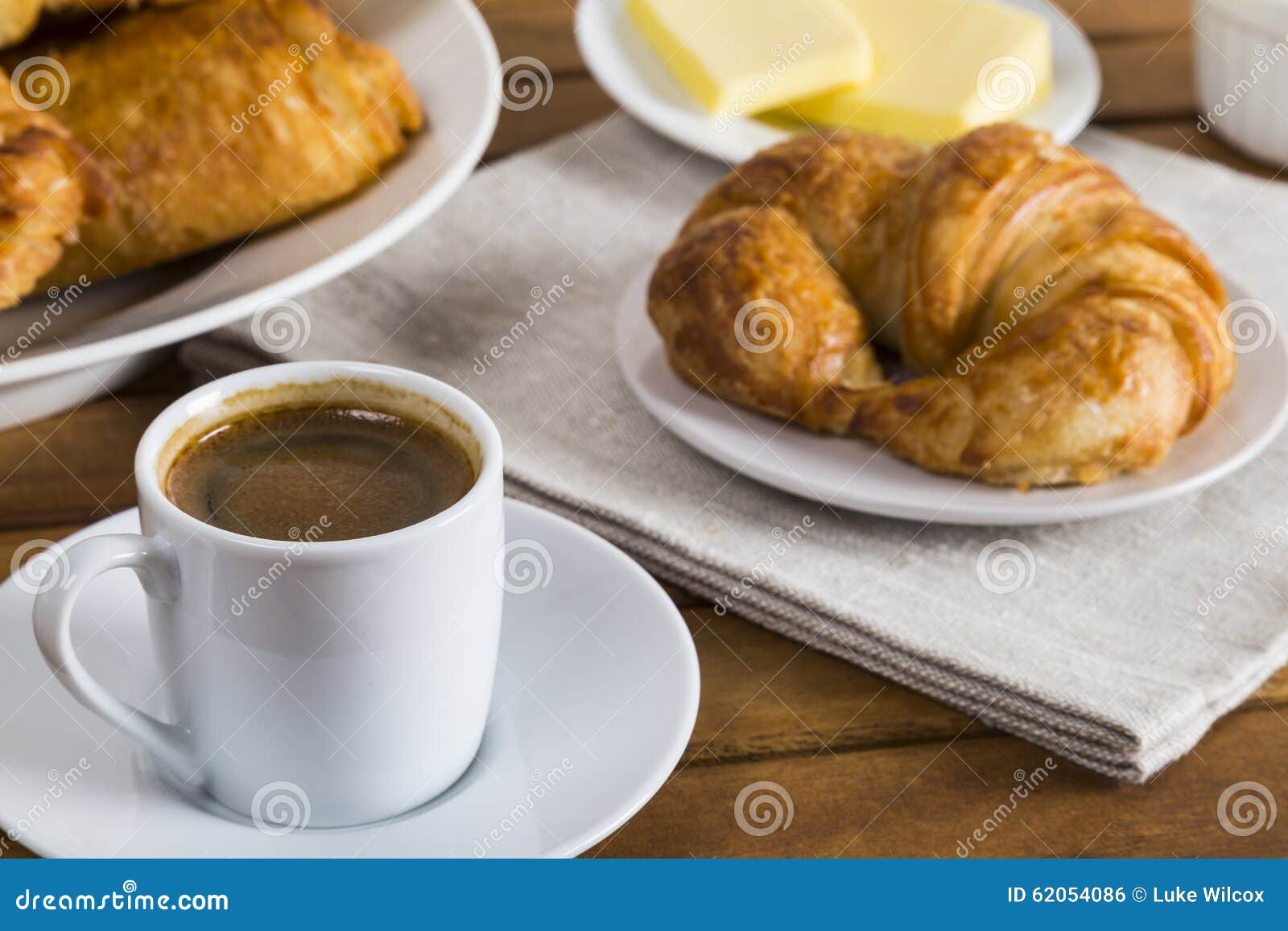 Coffee and croissants stock photo. Image of bread, morning - 62054086