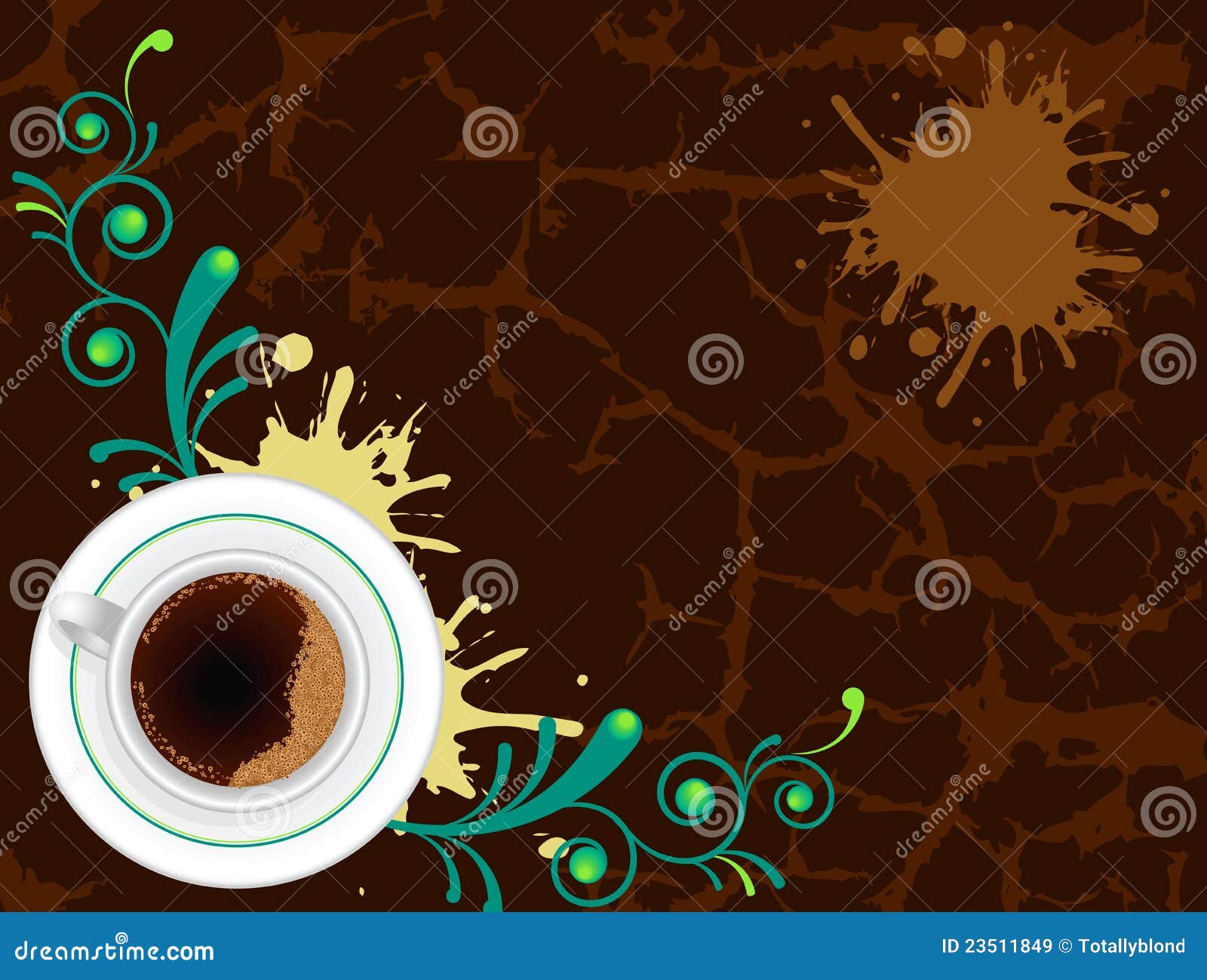 Coffee Cup on Abstract Floral Background Stock Vector - Illustration of ...