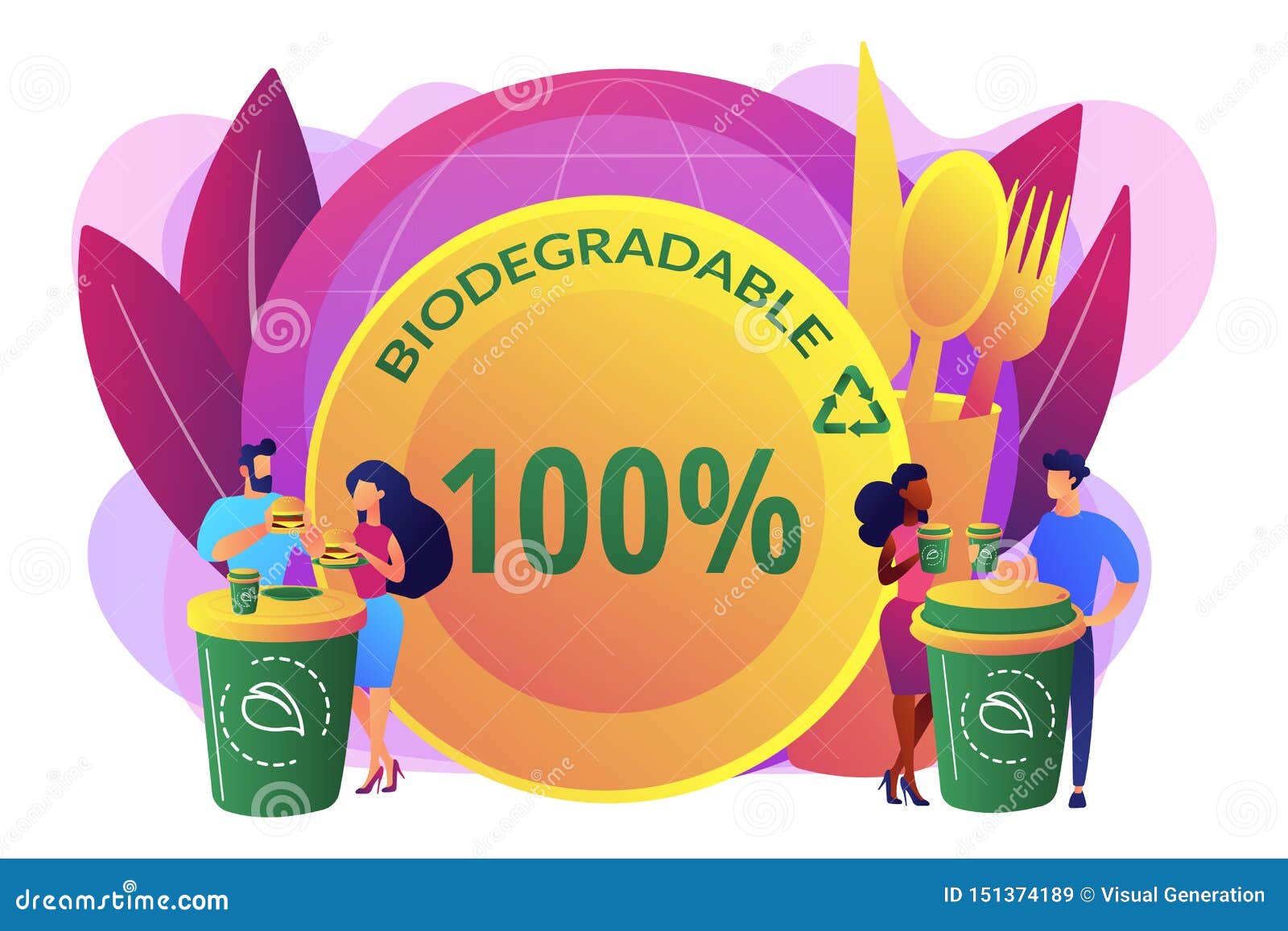 Biodegradable Disposable Tableware Concept Vector Illustration Stock ...