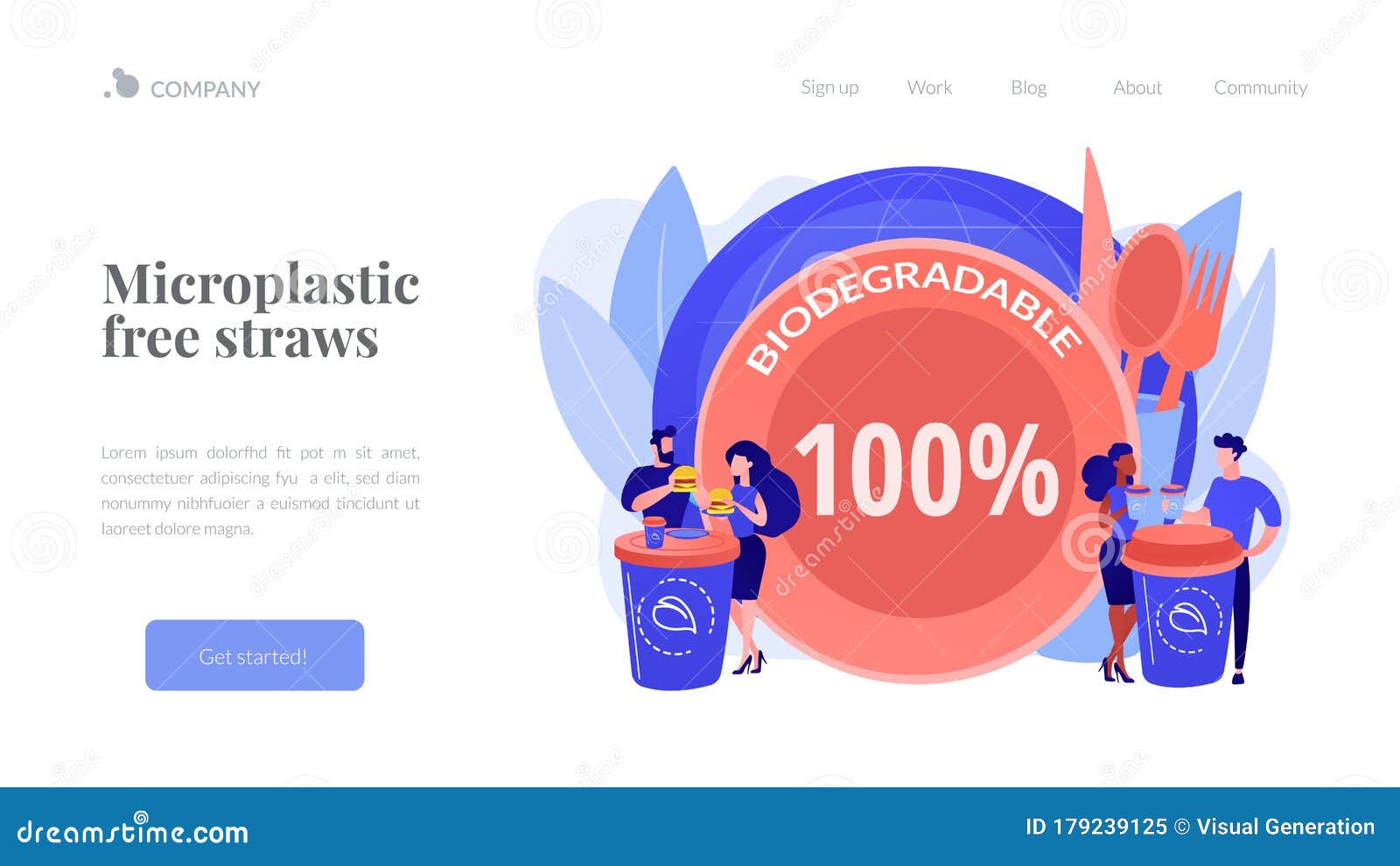 Biodegradable Disposable Tableware Concept Landing Page Stock Vector ...