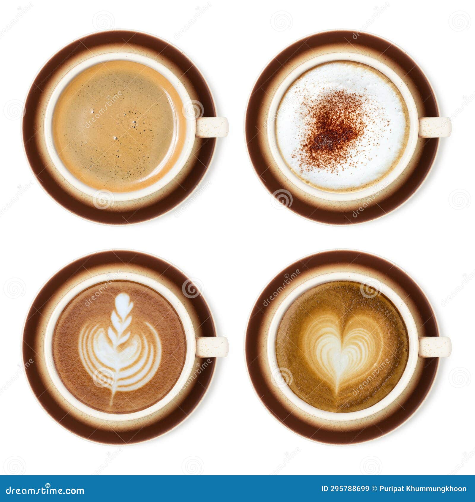 Coffee Cup Assortment Top View Collection Isolated on White Background ...