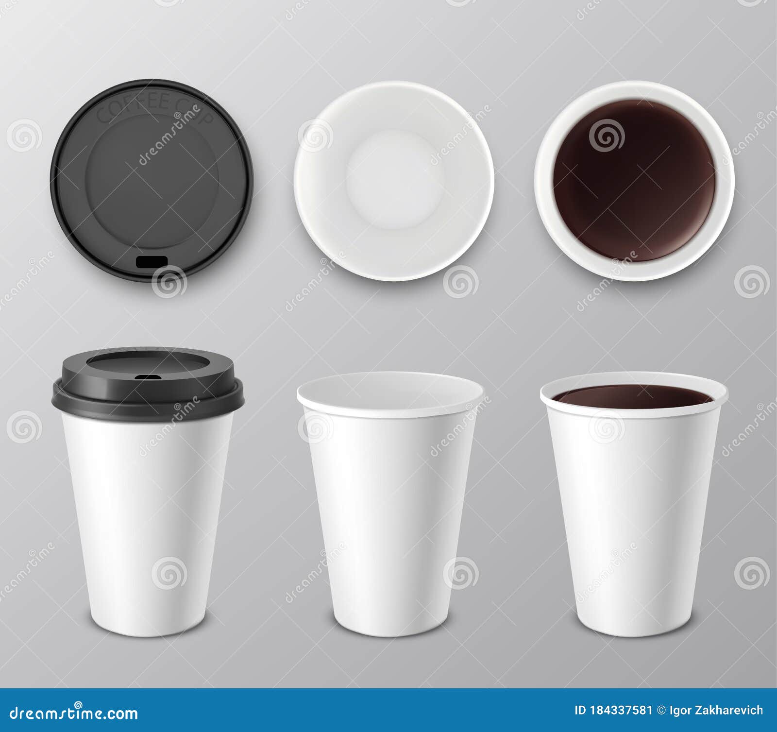 Coffee Cup Assortment Top View Collection. Stock Vector - Illustration ...