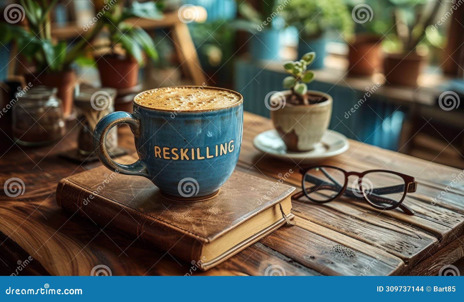 Retraining Reskilling Up Skilling Concept Blue Color Icon Set Cartoon ...