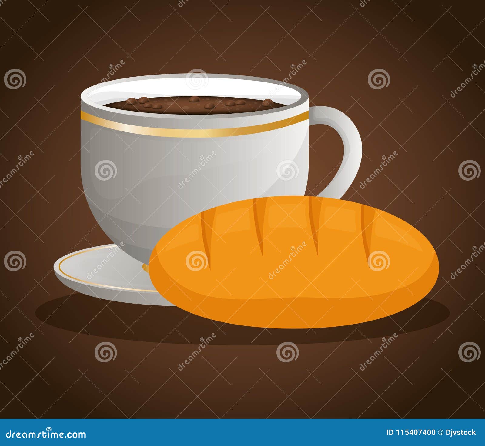 Coffee cup bread dessert stock vector. Illustration of food - 115407400