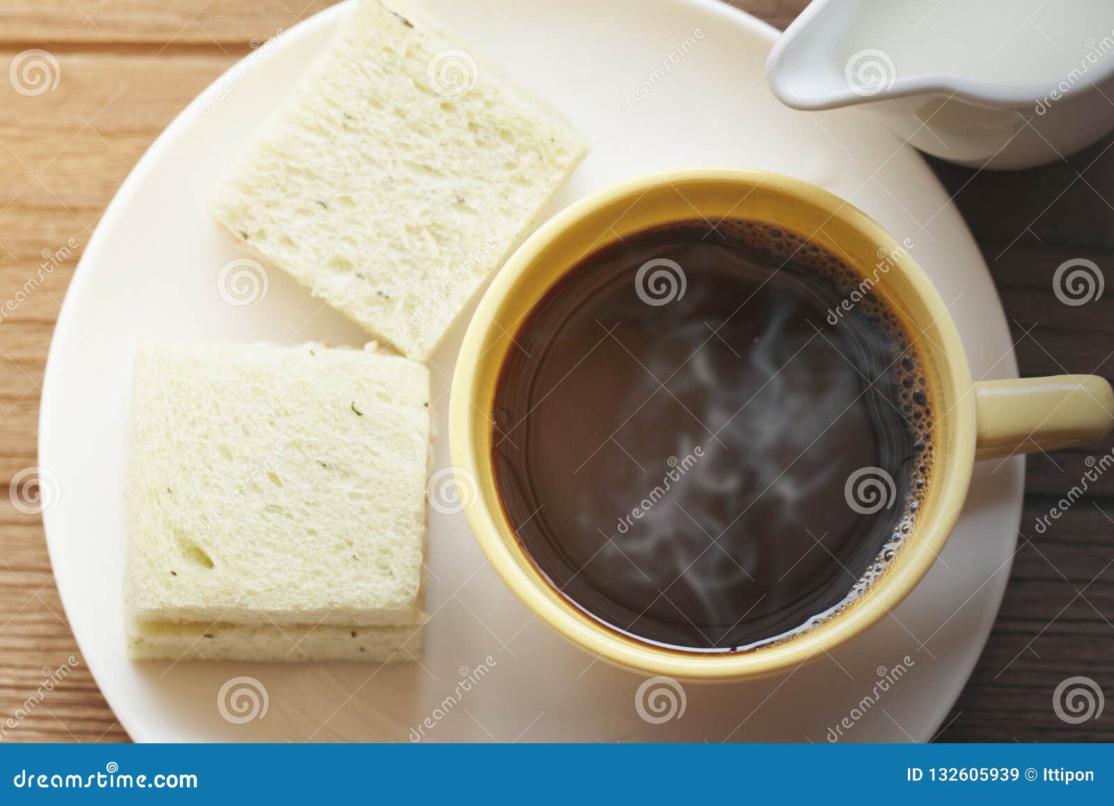 Coffee cup and bread stock image. Image of brown, breakfast - 132605939