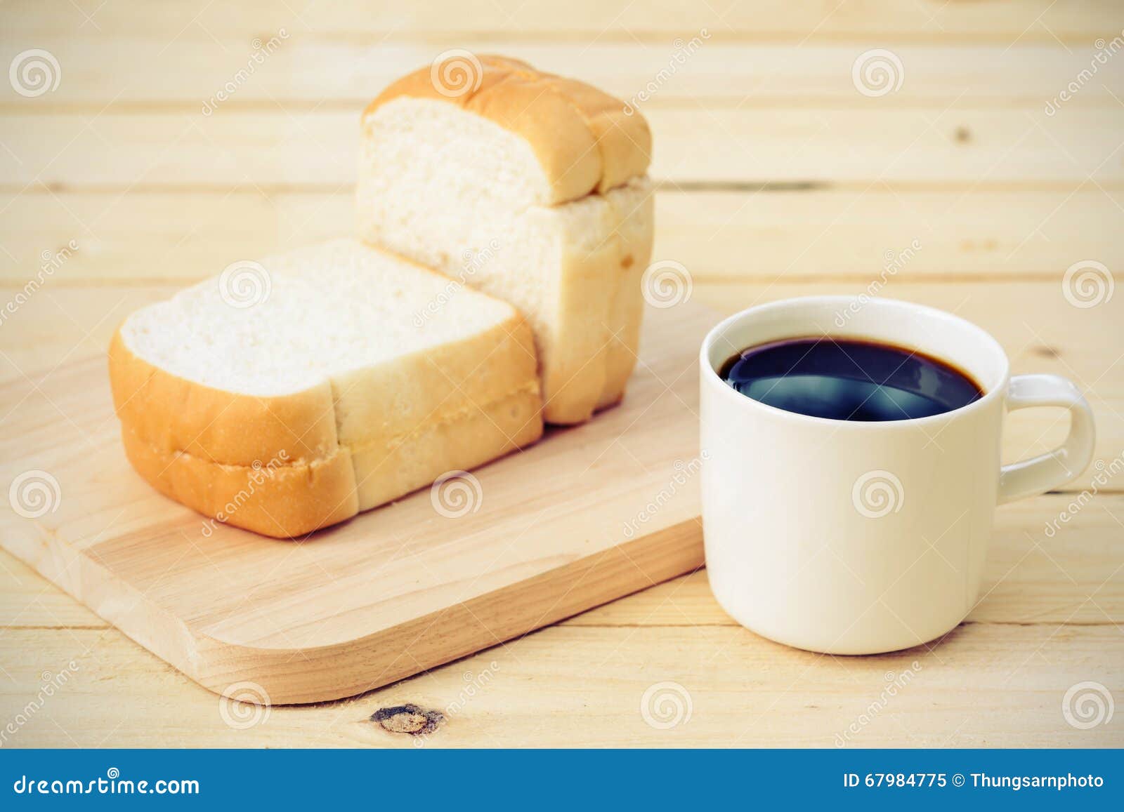 Coffee Cup and Bread on the Wooden Floor Stock Image - Image of grunge ...