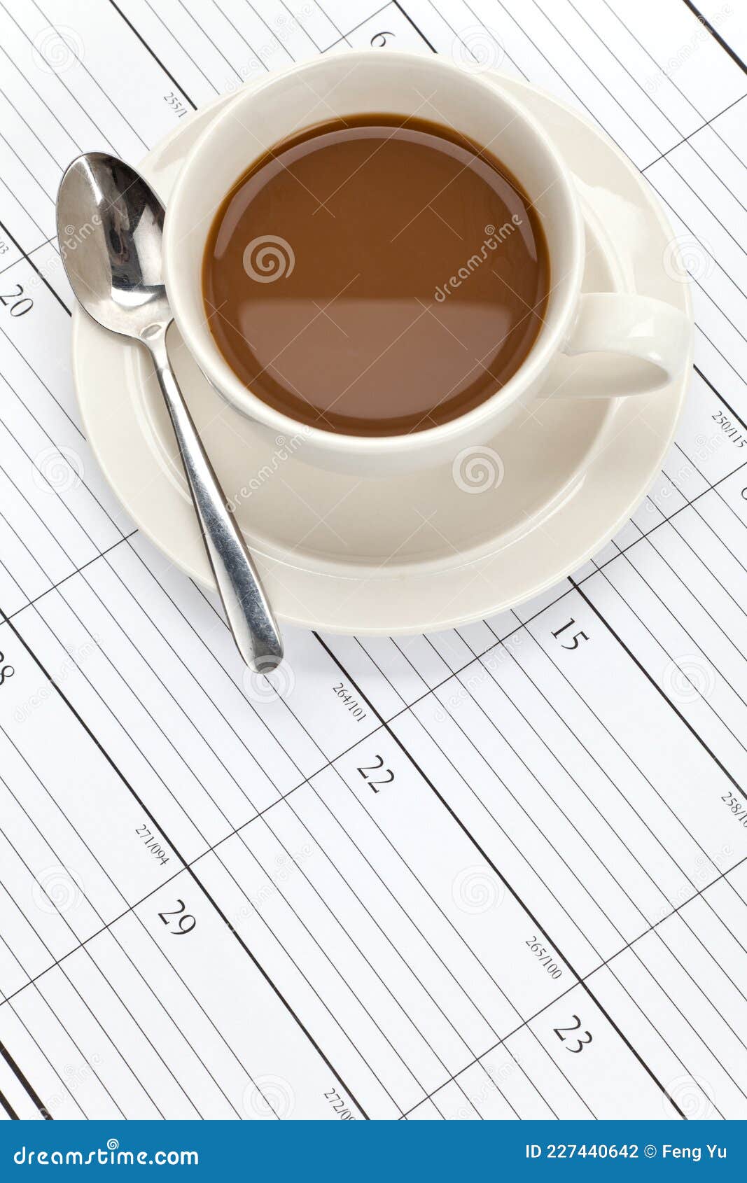 Coffee cup and Calendar stock photo. Image of paper - 227440642