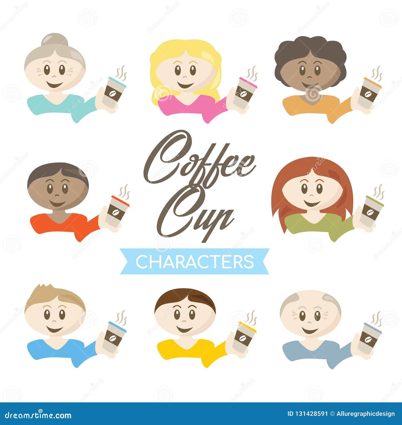Coffee Cup Characters stock illustration. Illustration of green - 131428591