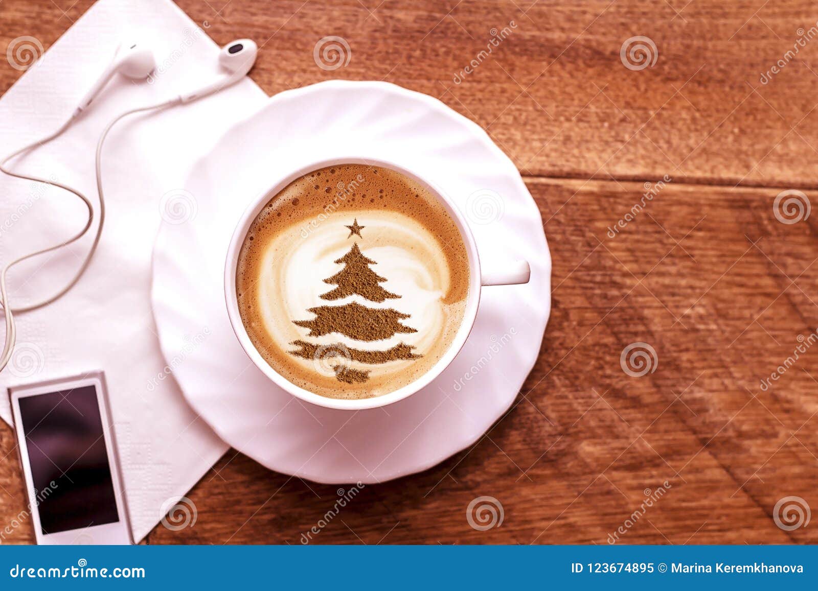 Coffee Cup with Christmas Tree Stock Image - Image of table, creative ...