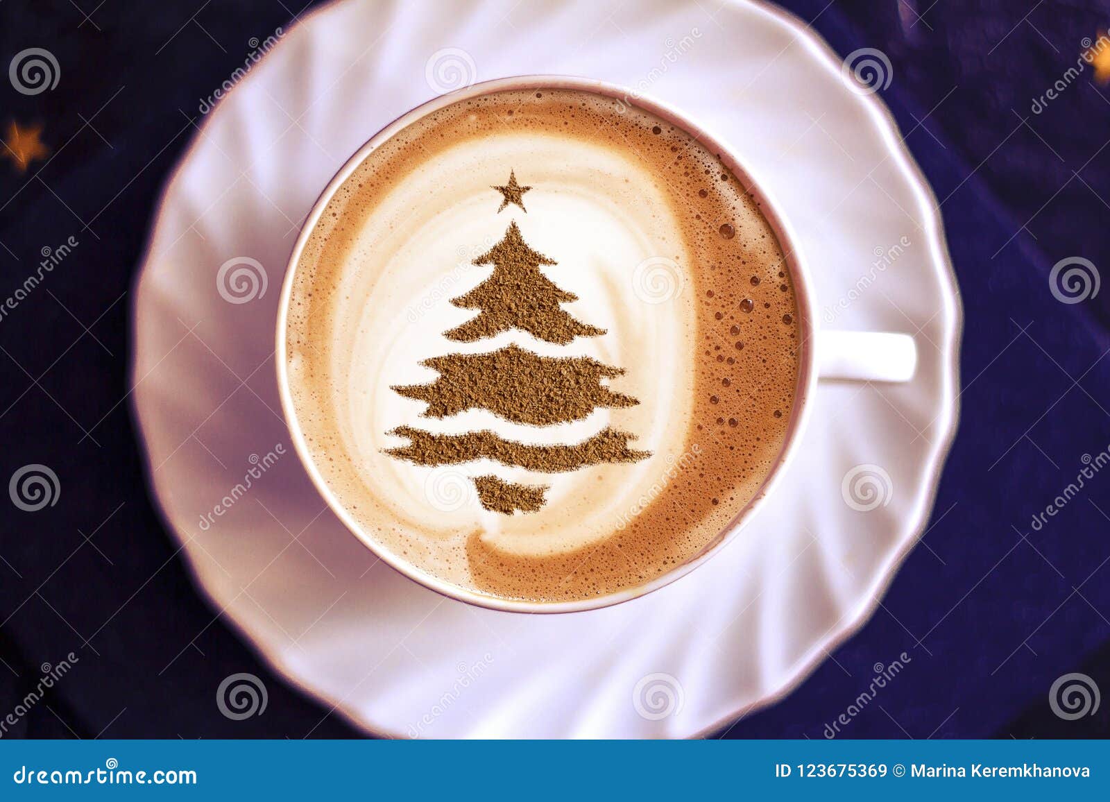 Coffee Cup with Christmas Tree Stock Image - Image of table, coffee ...