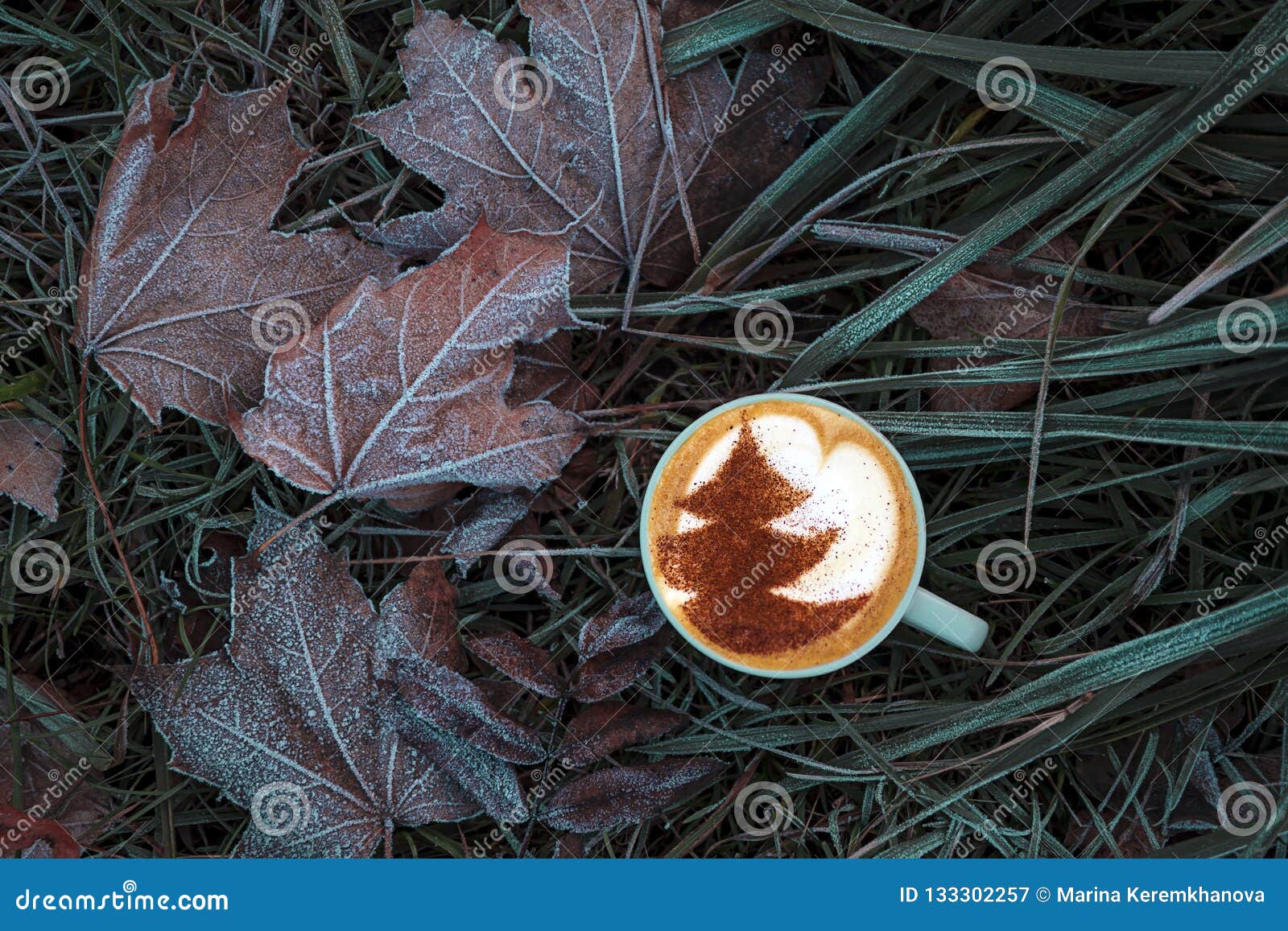 Coffee Cup and Christmas Tree Stock Image - Image of winter, espresso ...
