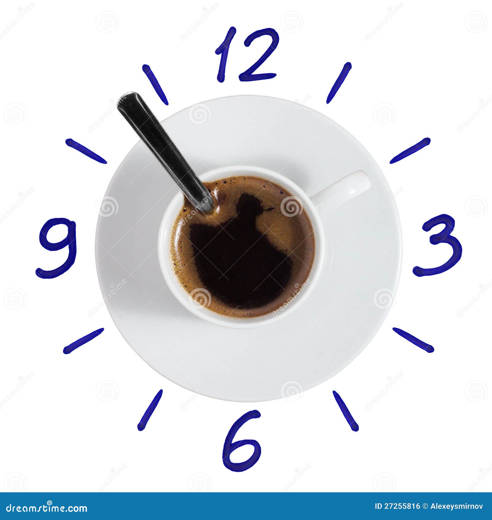 Coffee Cup Clock with Painted Dial Stock Photo - Image of background ...