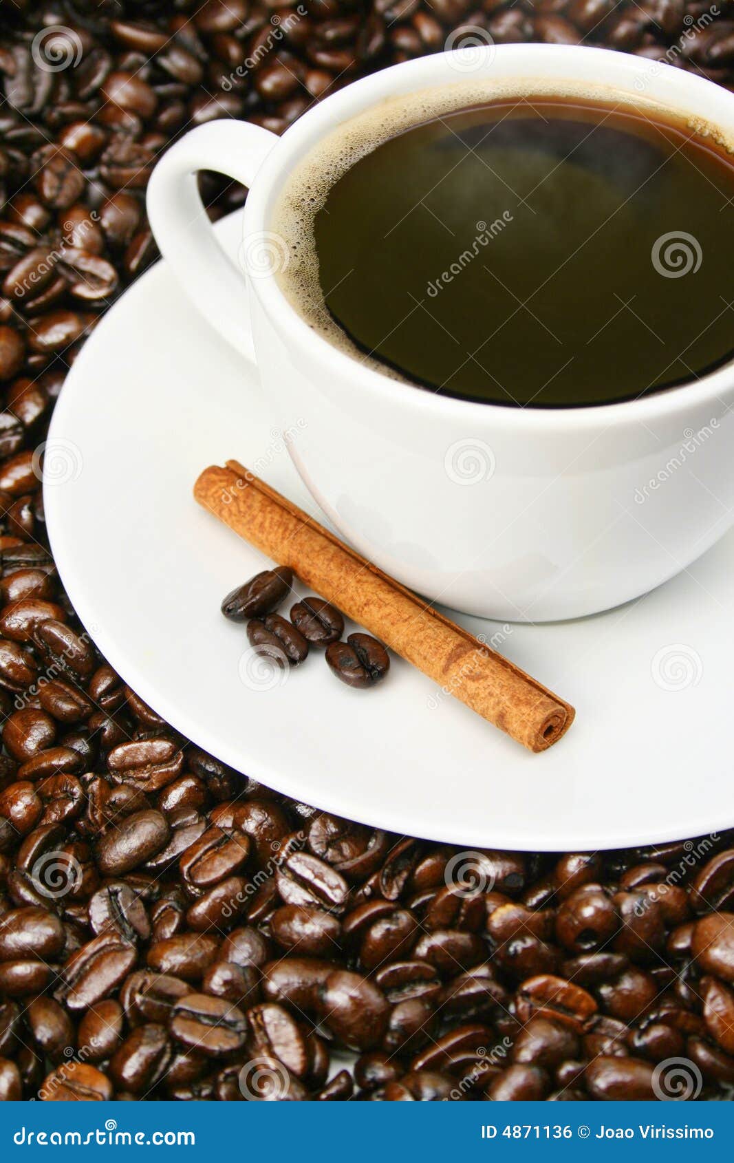 Coffee Cup Close-up Over Coffee Beans Stock Photo - Image of espresso ...