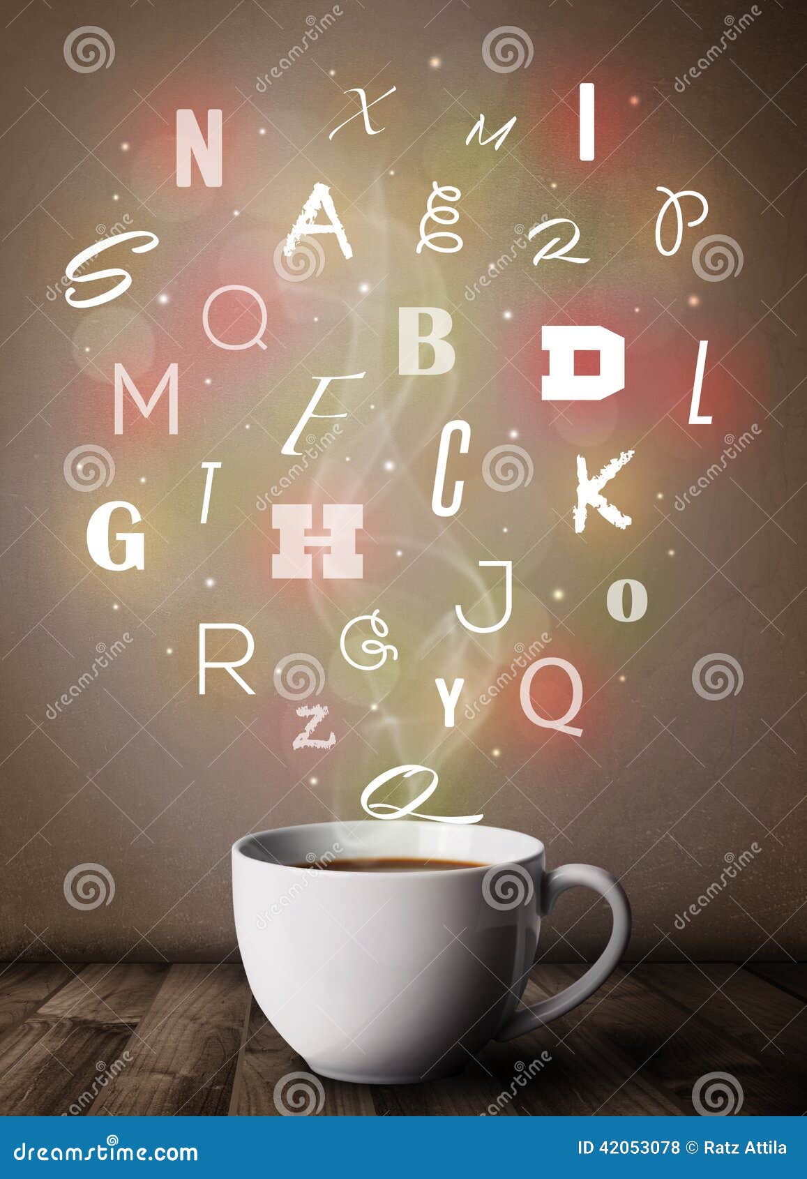 Coffee Cup with Colorful Letters Stock Photo - Image of life, letters ...