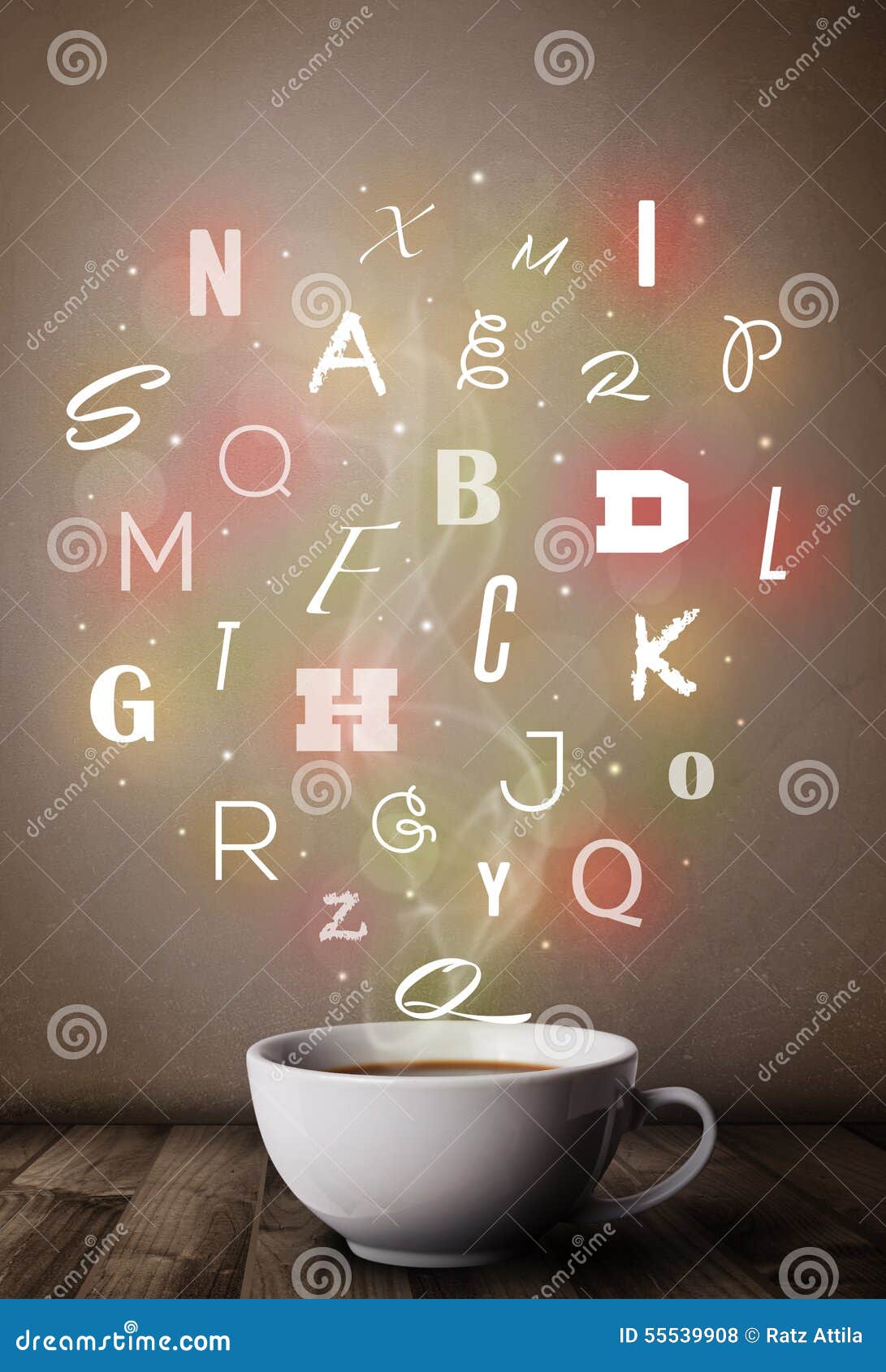 Coffee Cup with Colorful Letters Stock Photo - Image of alphabet ...