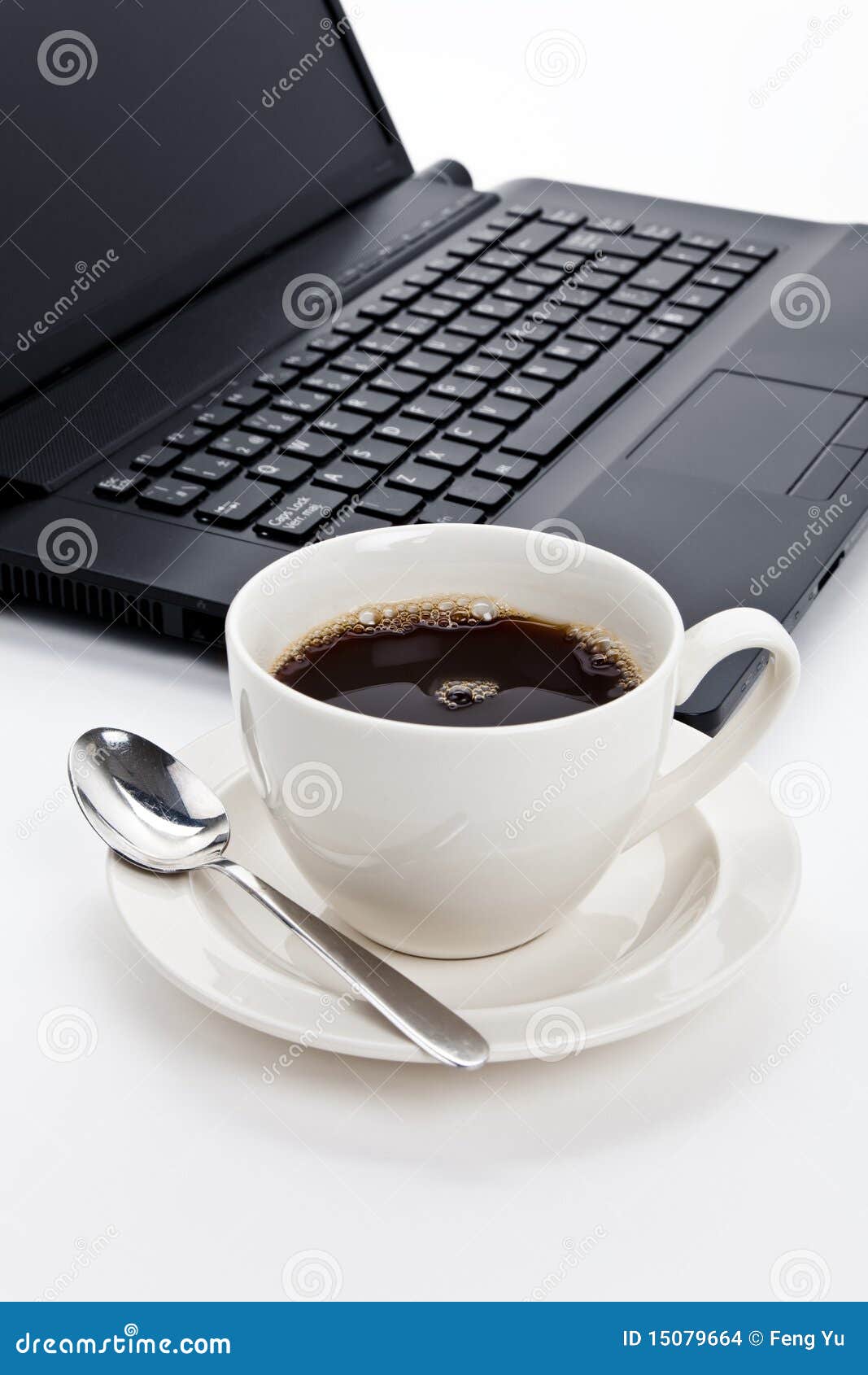 Coffee cup and computer stock photo. Image of laptop - 15079664